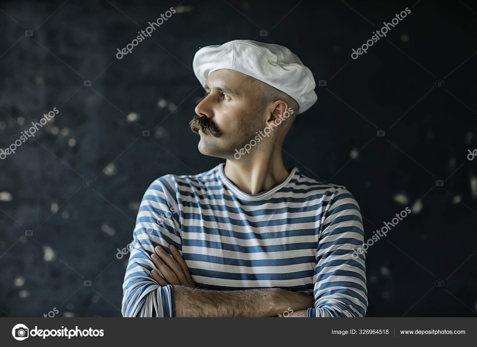 Brutal Cook Mustache Unusual Marine Chef Vest Vintage Style Stock Photo ...