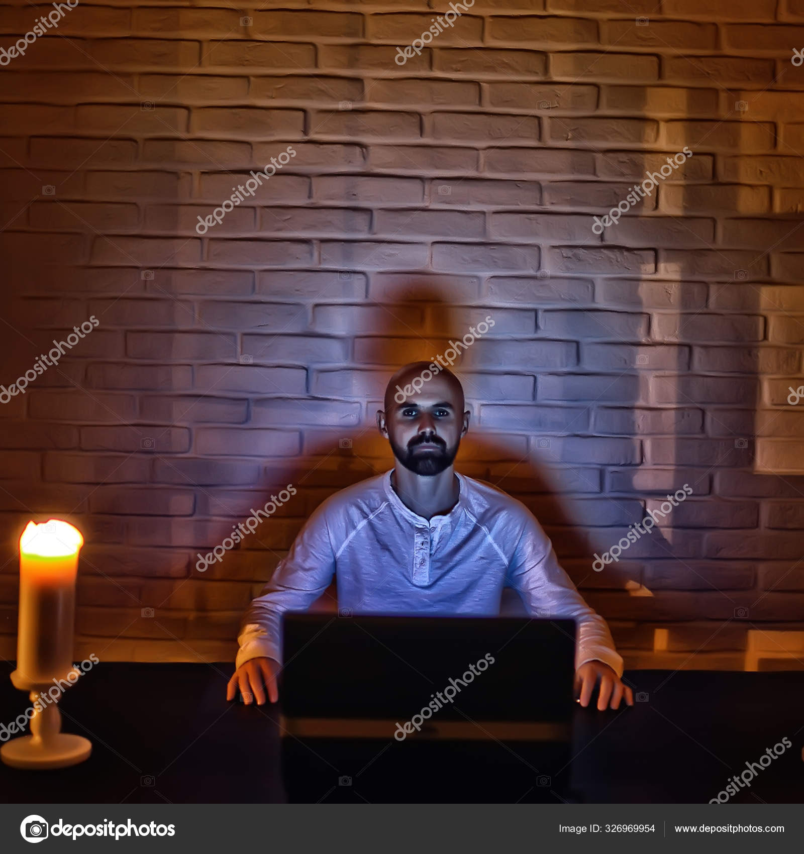 Magic Night Concept Man Computer Fear Internet Stock Photo by ©xload ...