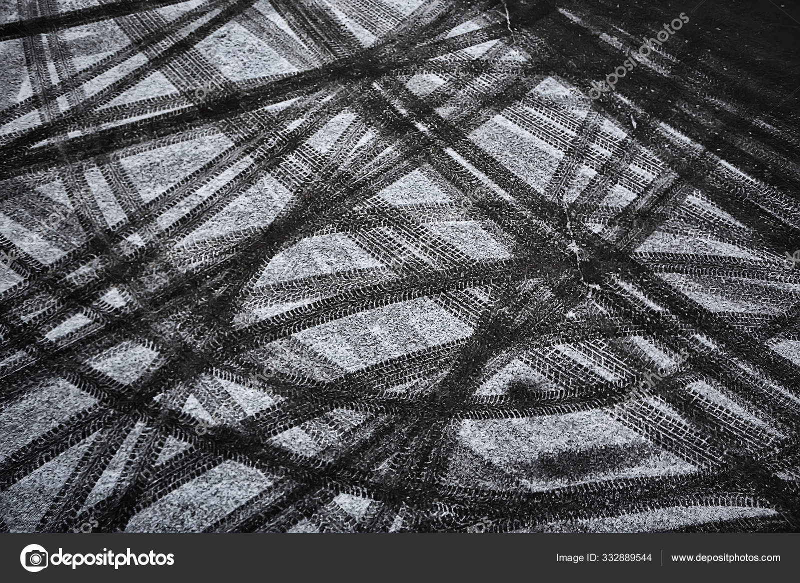 Tire Tracks Snow Road Texture Winter Road Ice Motor Transport Stock ...