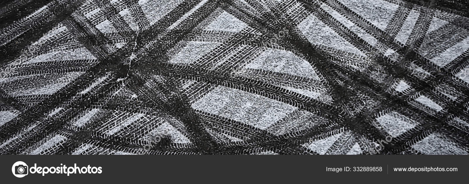 Tire Tracks Snow Road Texture Winter Road Ice Motor Transport Stock ...