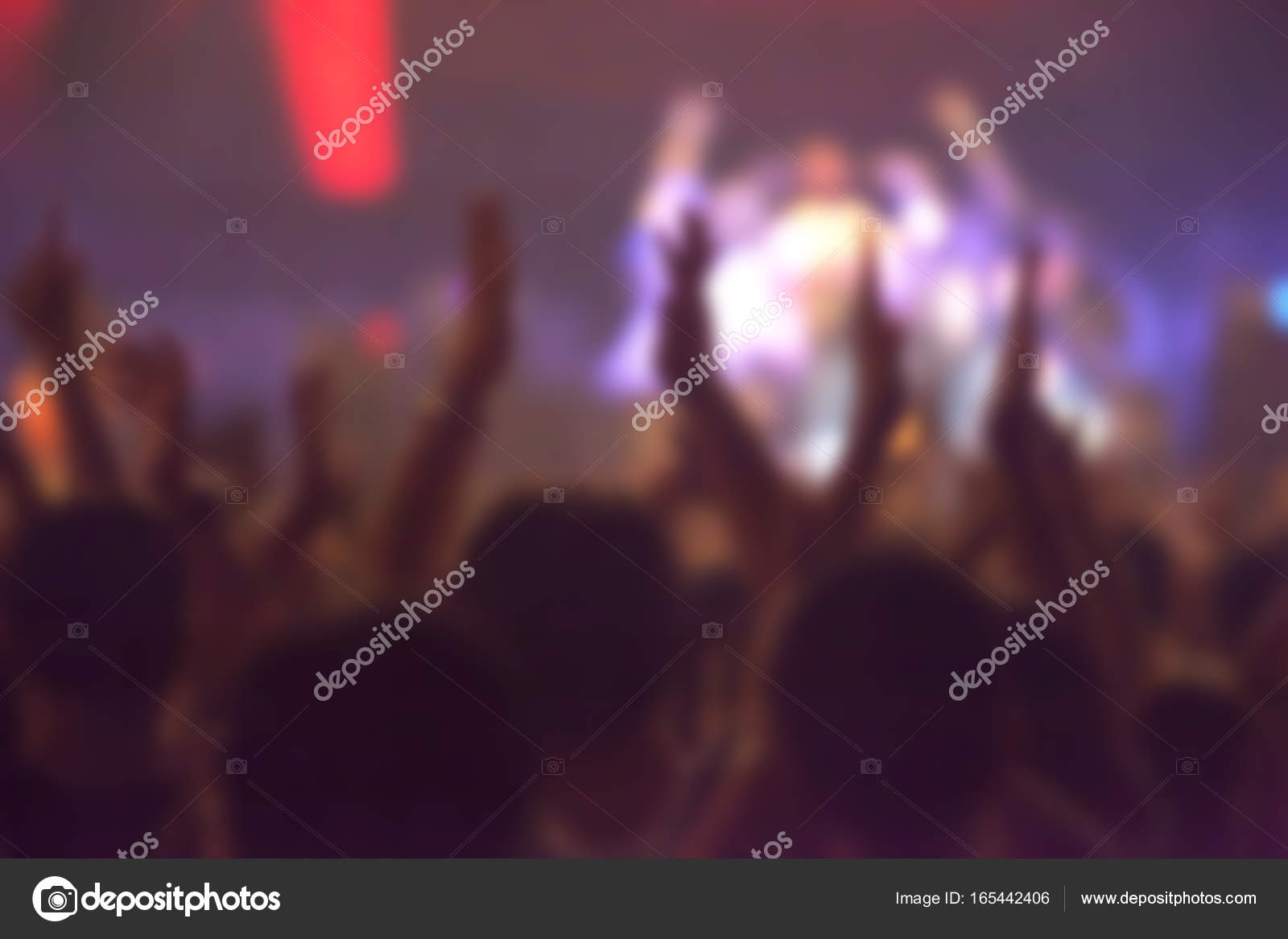 Blurry image background of many audience concert in big rock con Stock ...