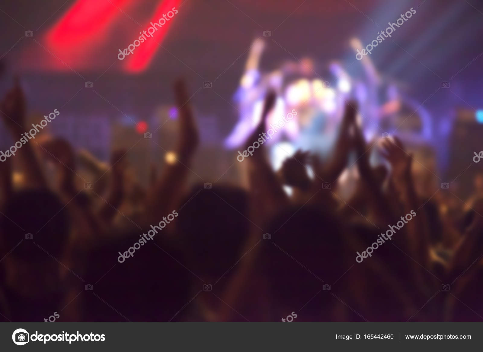 Blurry image background of many audience concert in big rock con Stock ...