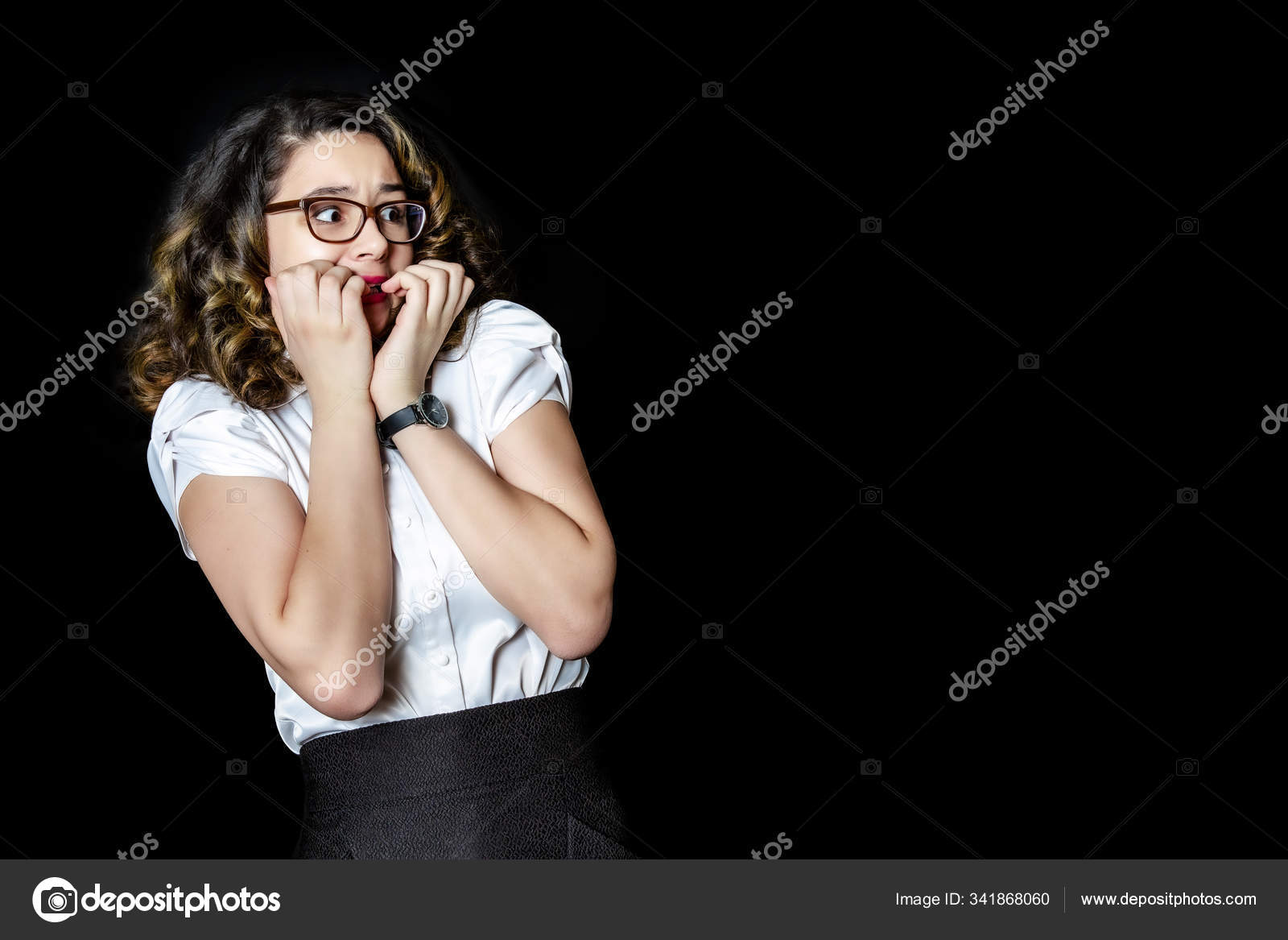 I'm Afraid Afraid Portrait Scared Woman Business Woman Standing ...