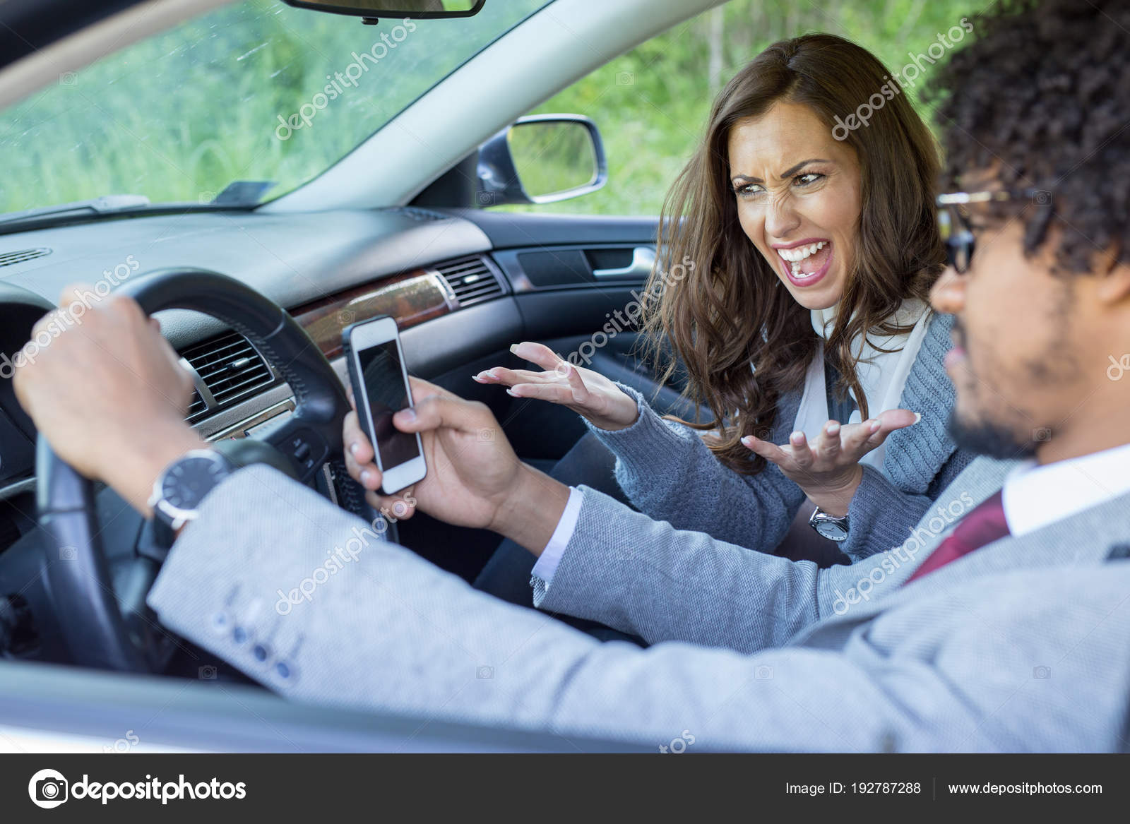 Dont Text Drive Girl Yelling Her Boyfriend Car — Stock Photo © KM ...