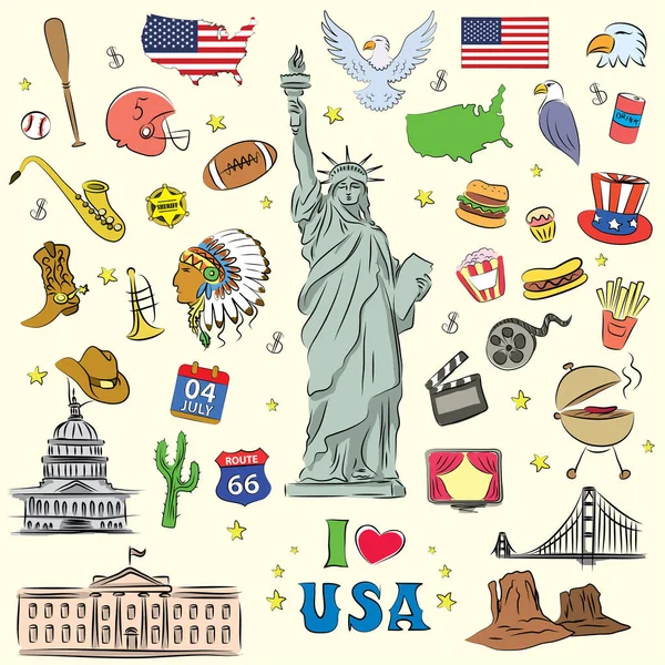 USA America travel landmarks symbols Stock Vector Image by ©Sonulkaster ...