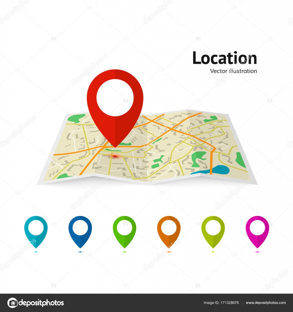 Set of marker pointer on map. map vector illustration. Modern plan pin ...