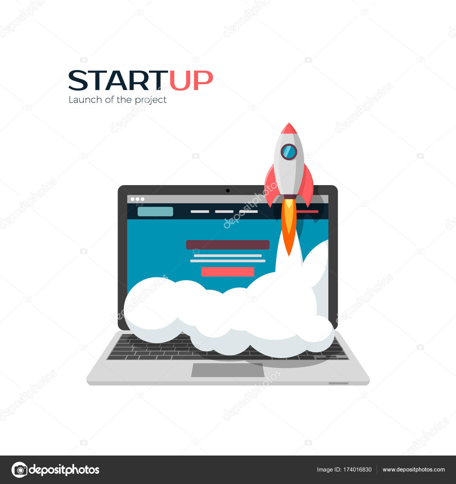 Successful launch of startup project. Vector illustration Stock Vector ...