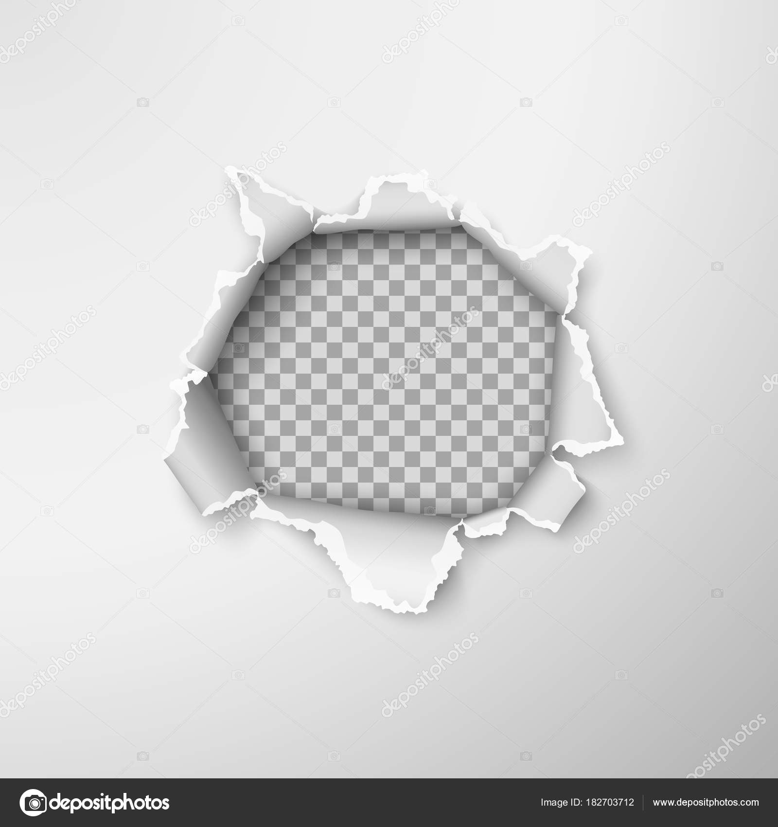 Hole in empty paper sheet. Rough torn paper edges. Vector illustration ...