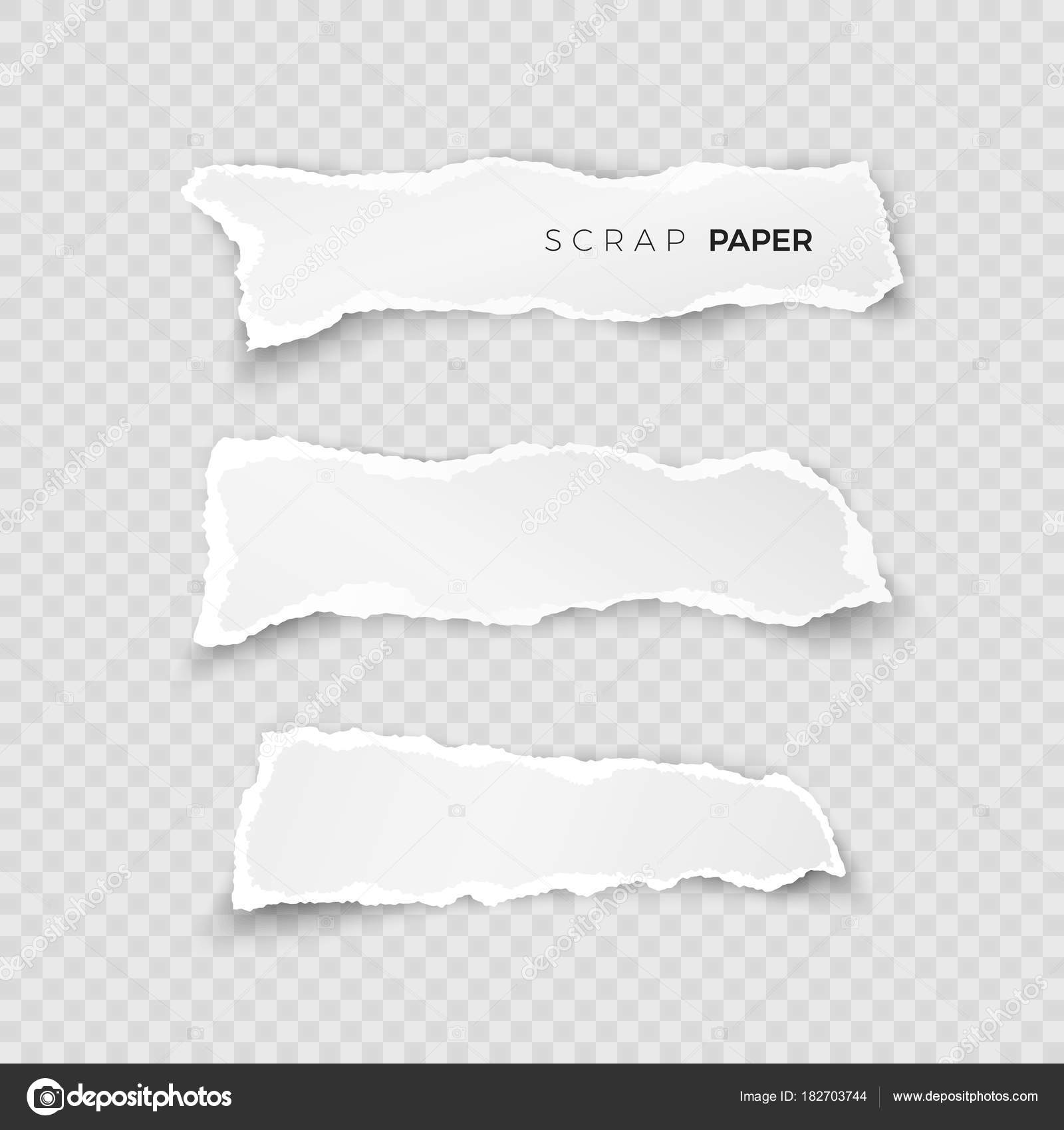 Set of white ripped pieces of paper on transparent background. scrap ...