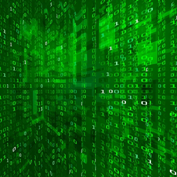Sci-fi Background. Binary computer code. Green digital numbers. Matrix of binary numbers ...