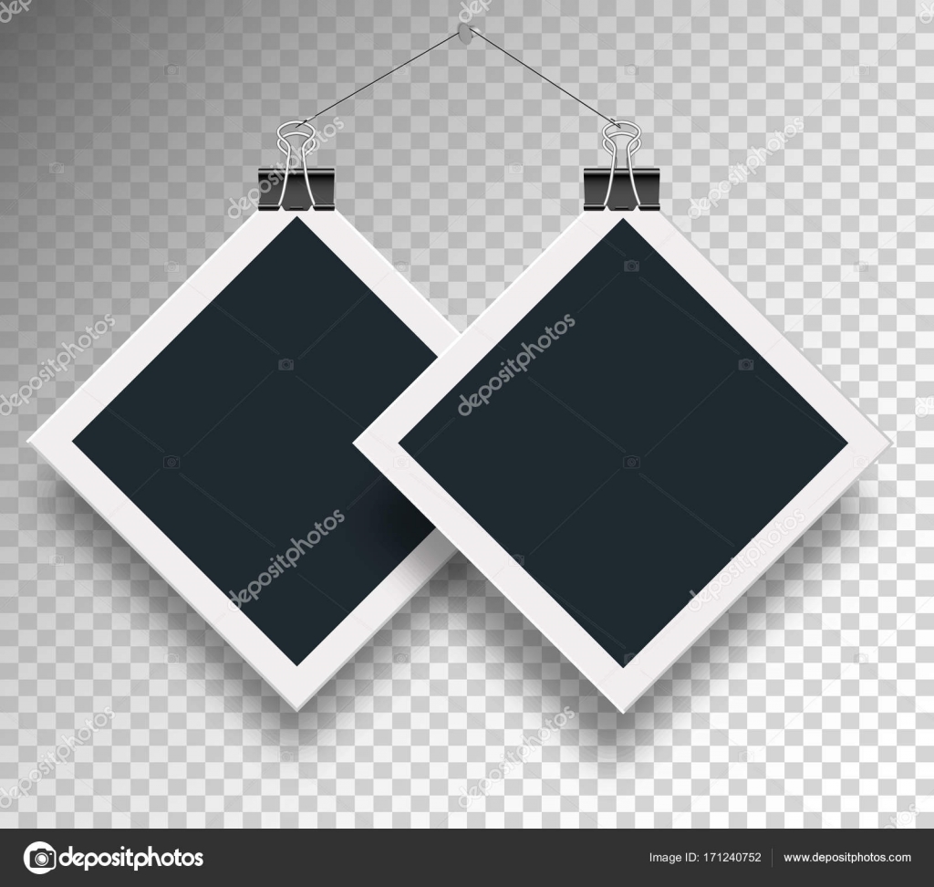 Vector two frame and binders clips, the thread is stretched with a nail ...