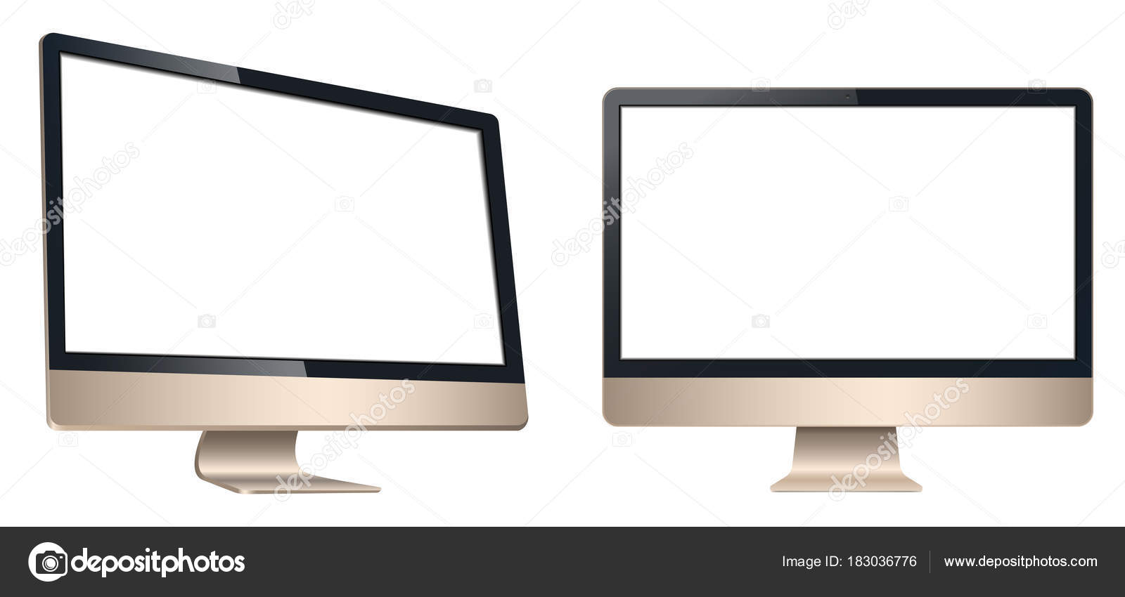 LCD computer, tv monitor view front and left isolated on a white ...