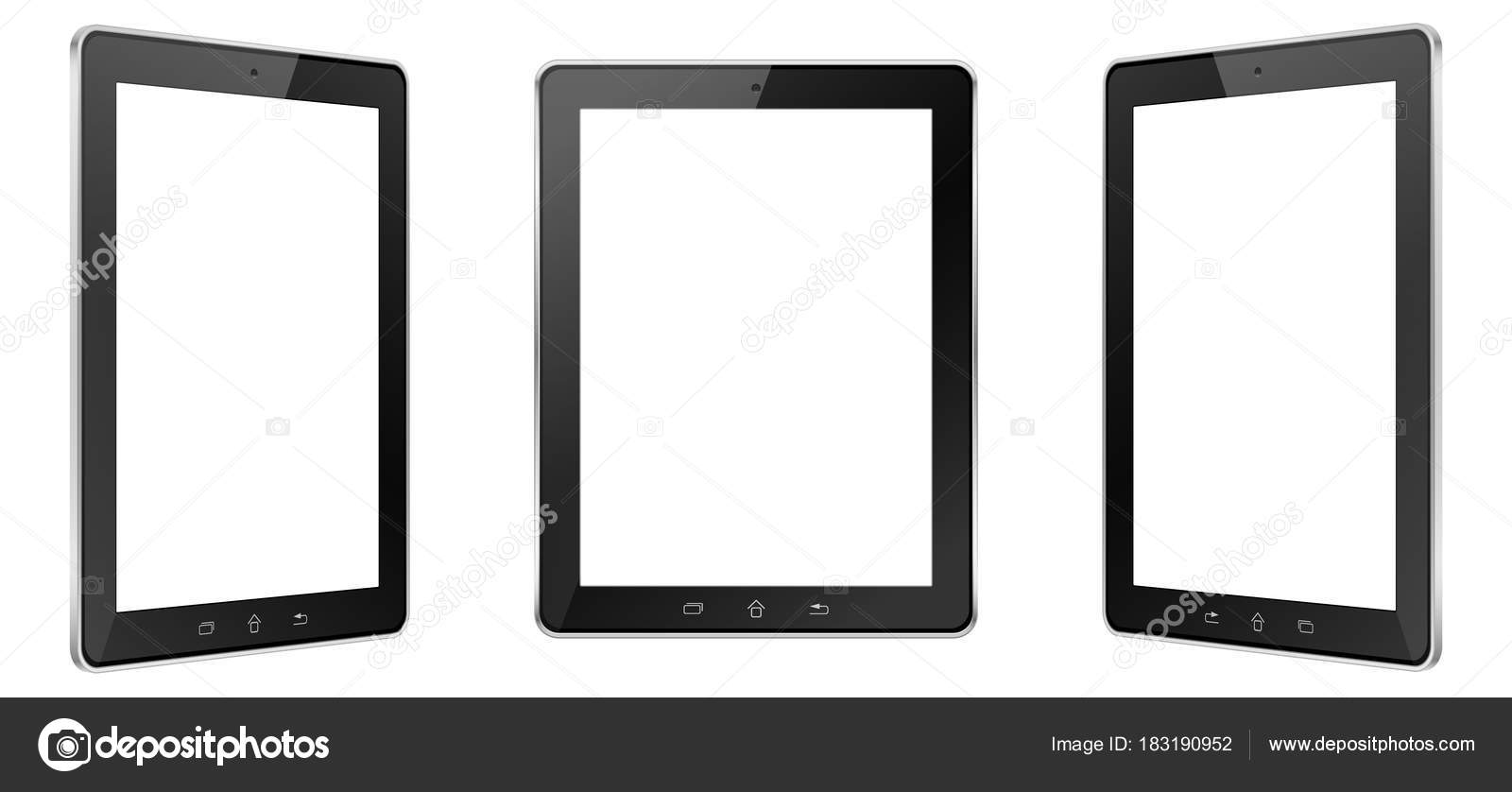 Tablet realistic 3D computer isolated in a white background. To present ...