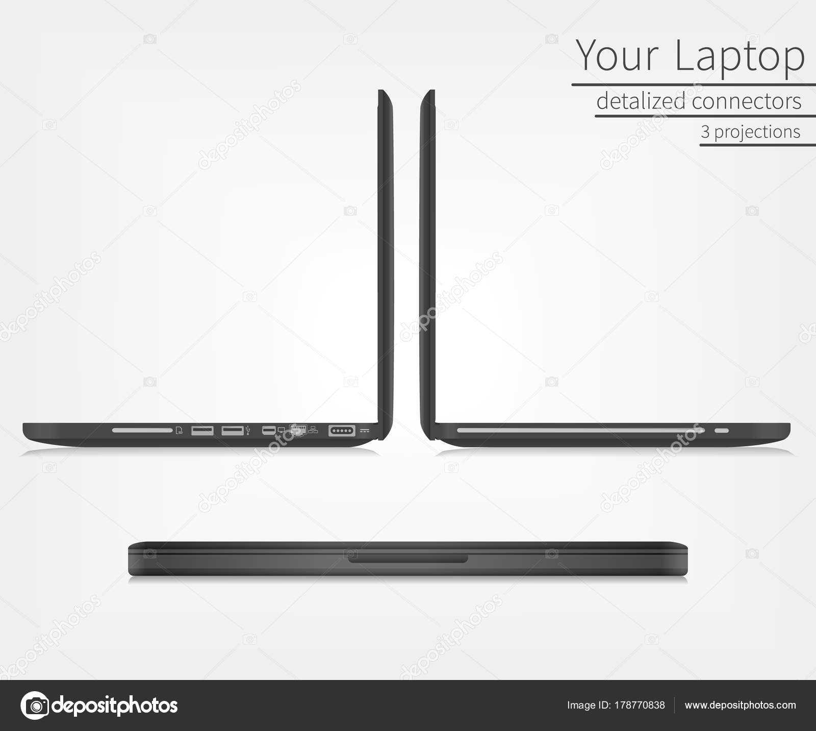 Laptop Side View Vector