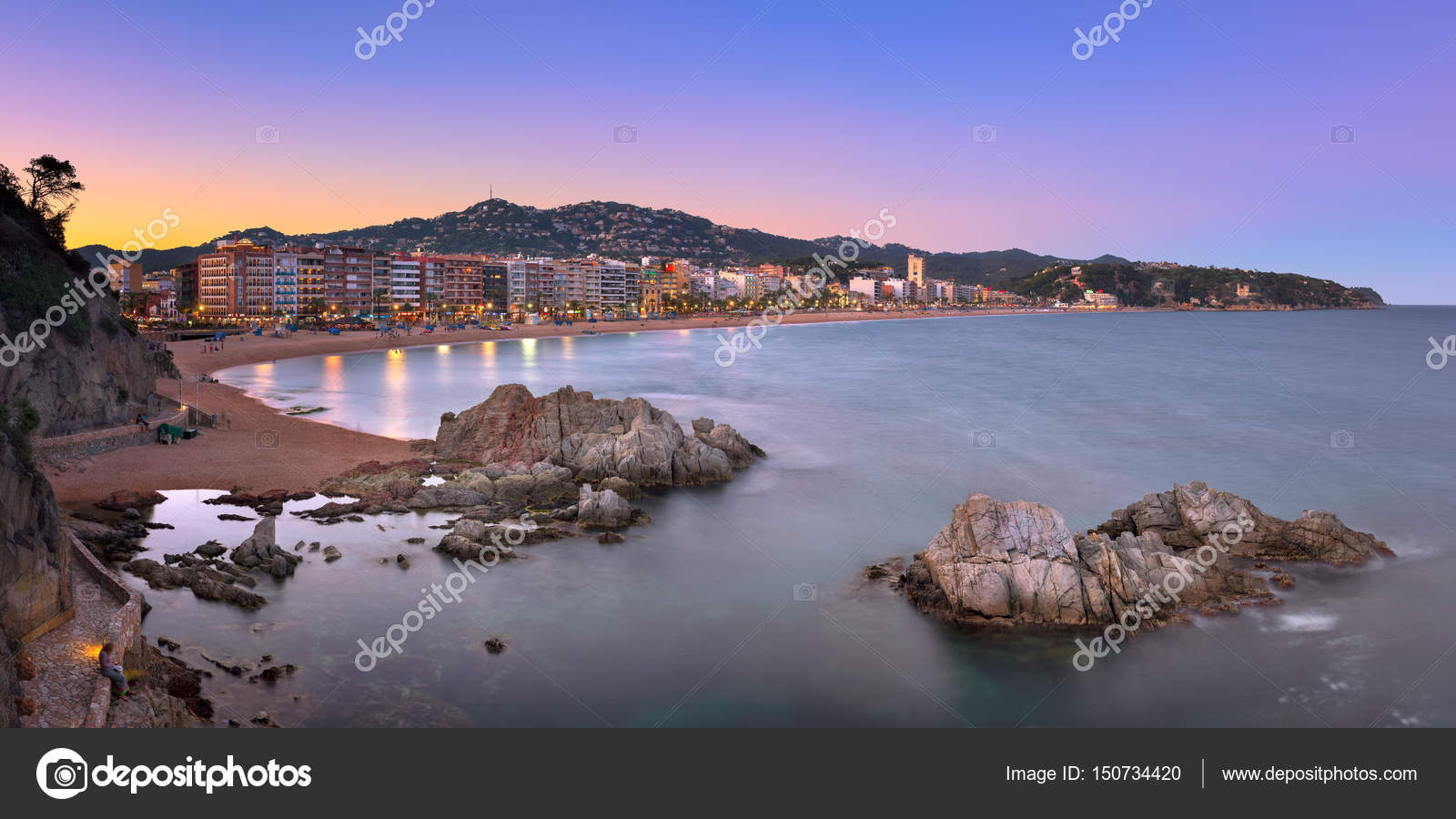 Panorama of Lloret de Mar Seafront in the Evening, Lloret de Mar ...