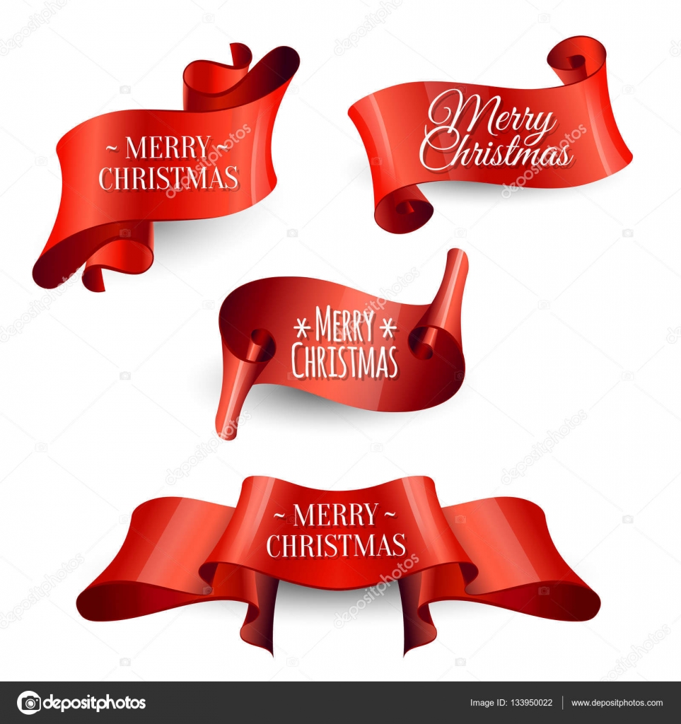 Realistic Red paper banners set. Stock Illustration by ©Sooolnce #133950022