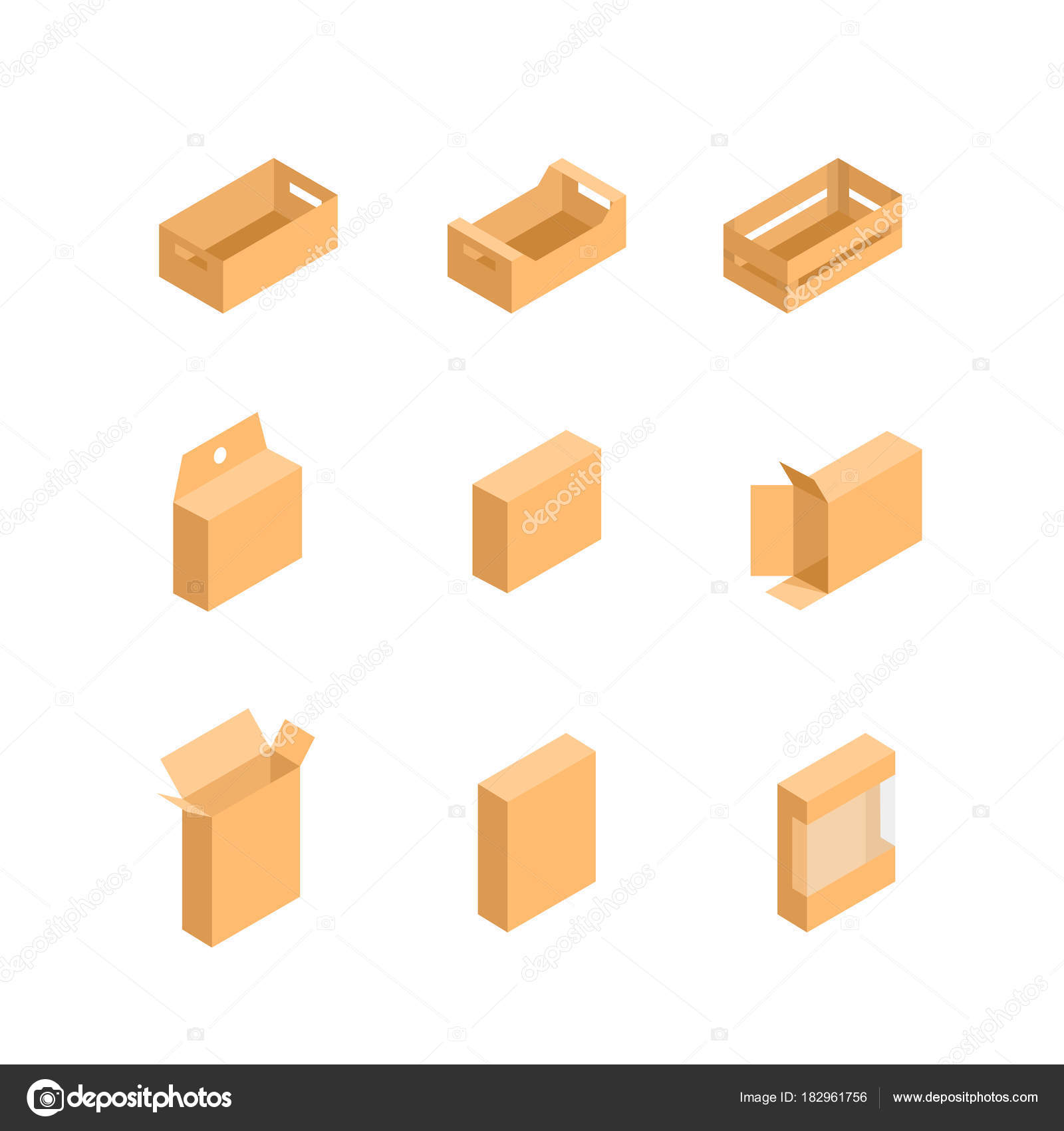 Caja de embalaje. Imágenes de conjuntos isométricos Vector de stock por ...