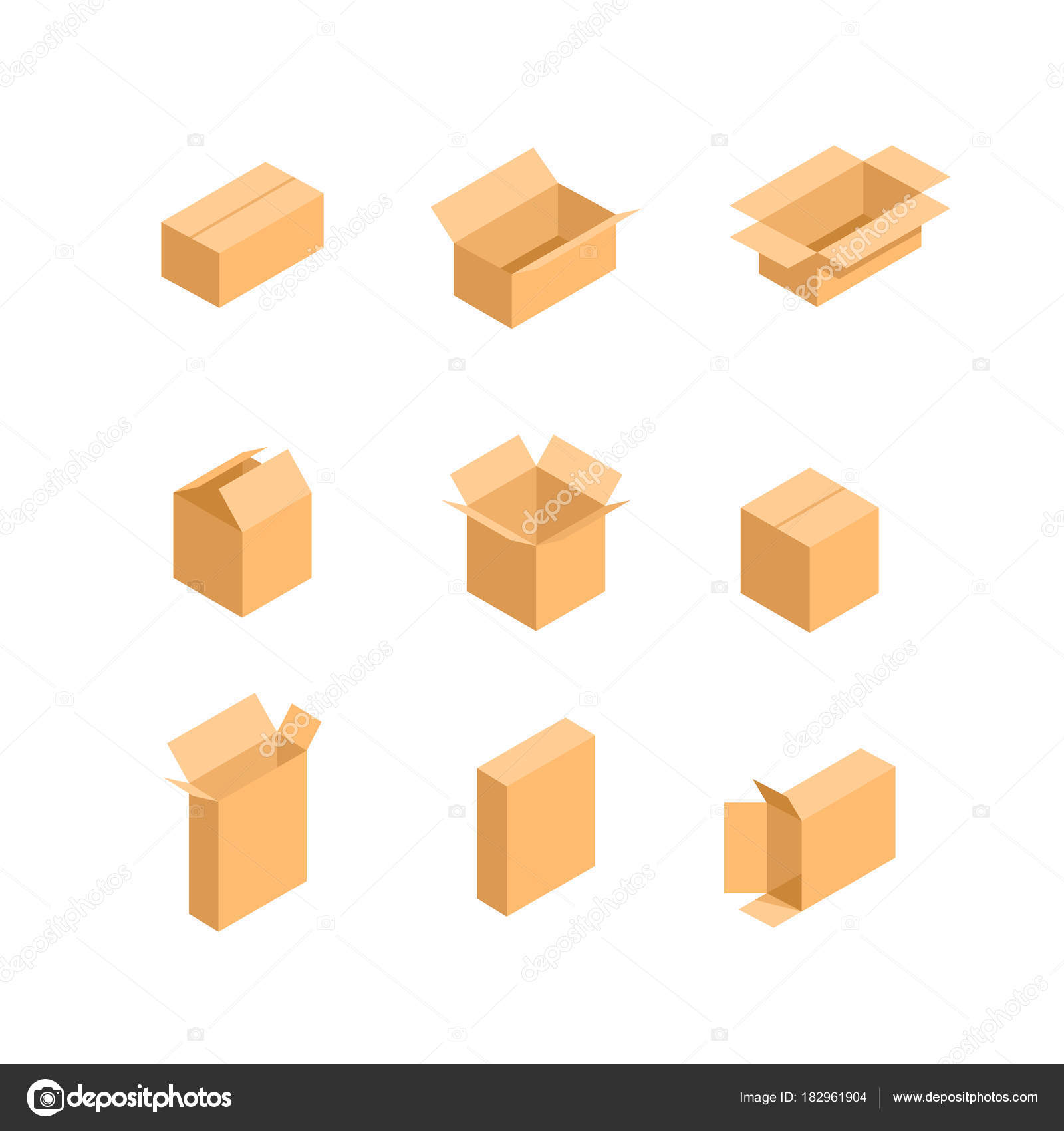 Caja de embalaje. Imágenes de conjuntos isométricos Vector de stock ...