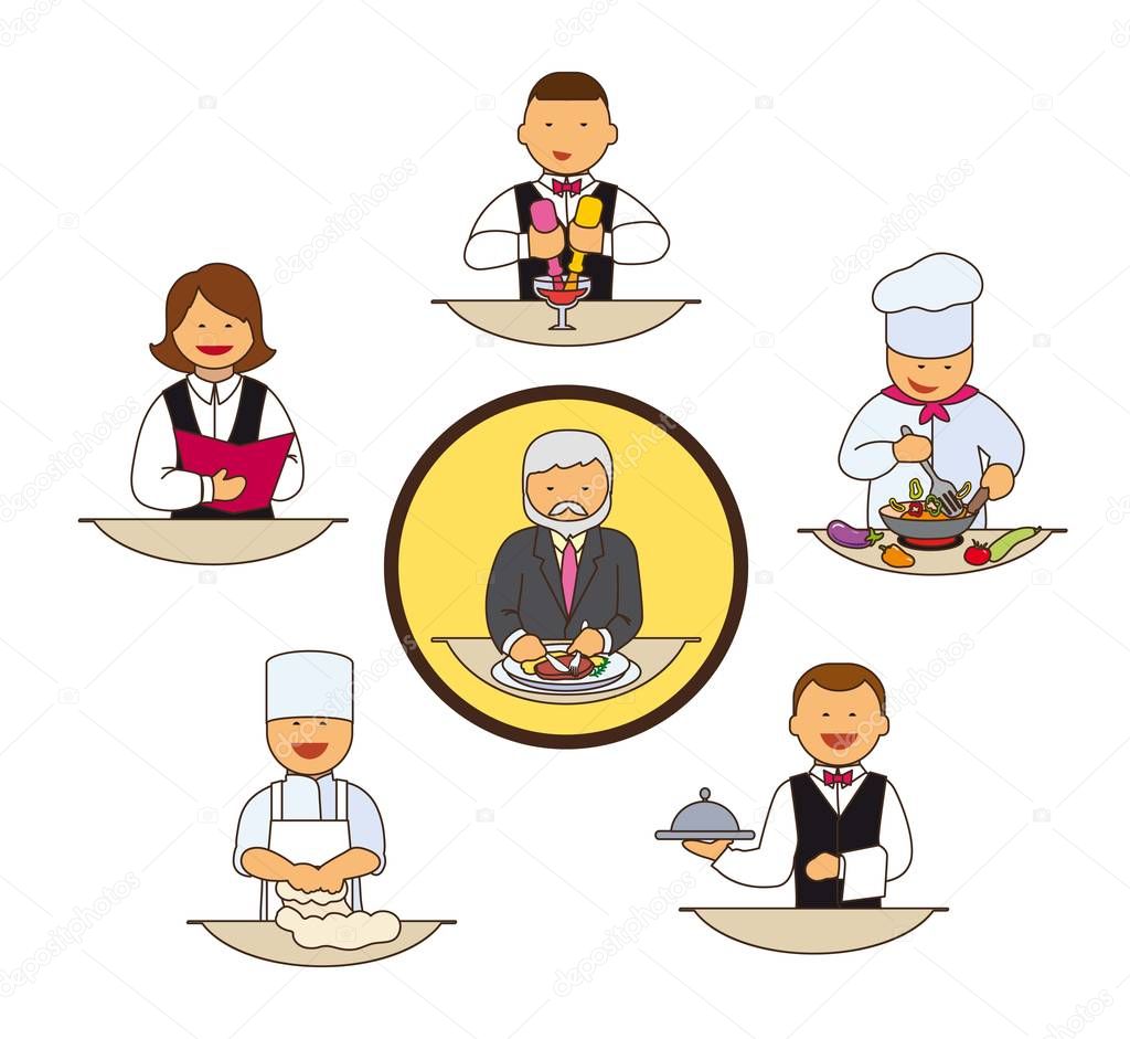 Catering staff. Restaurant team — Stock Vector © lapuma #146939971