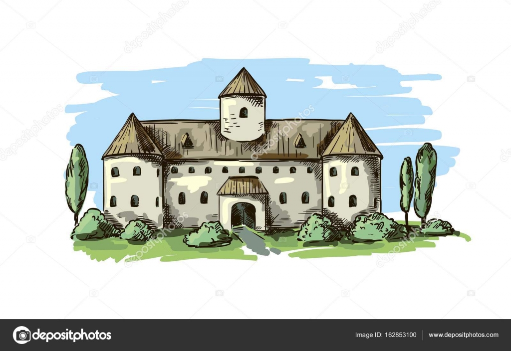 Old castle. color illustration on white Stock Vector Image by ©lapuma ...