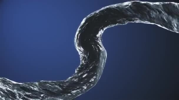 Pouring surreal curved water column stream digital simulation seamless ...