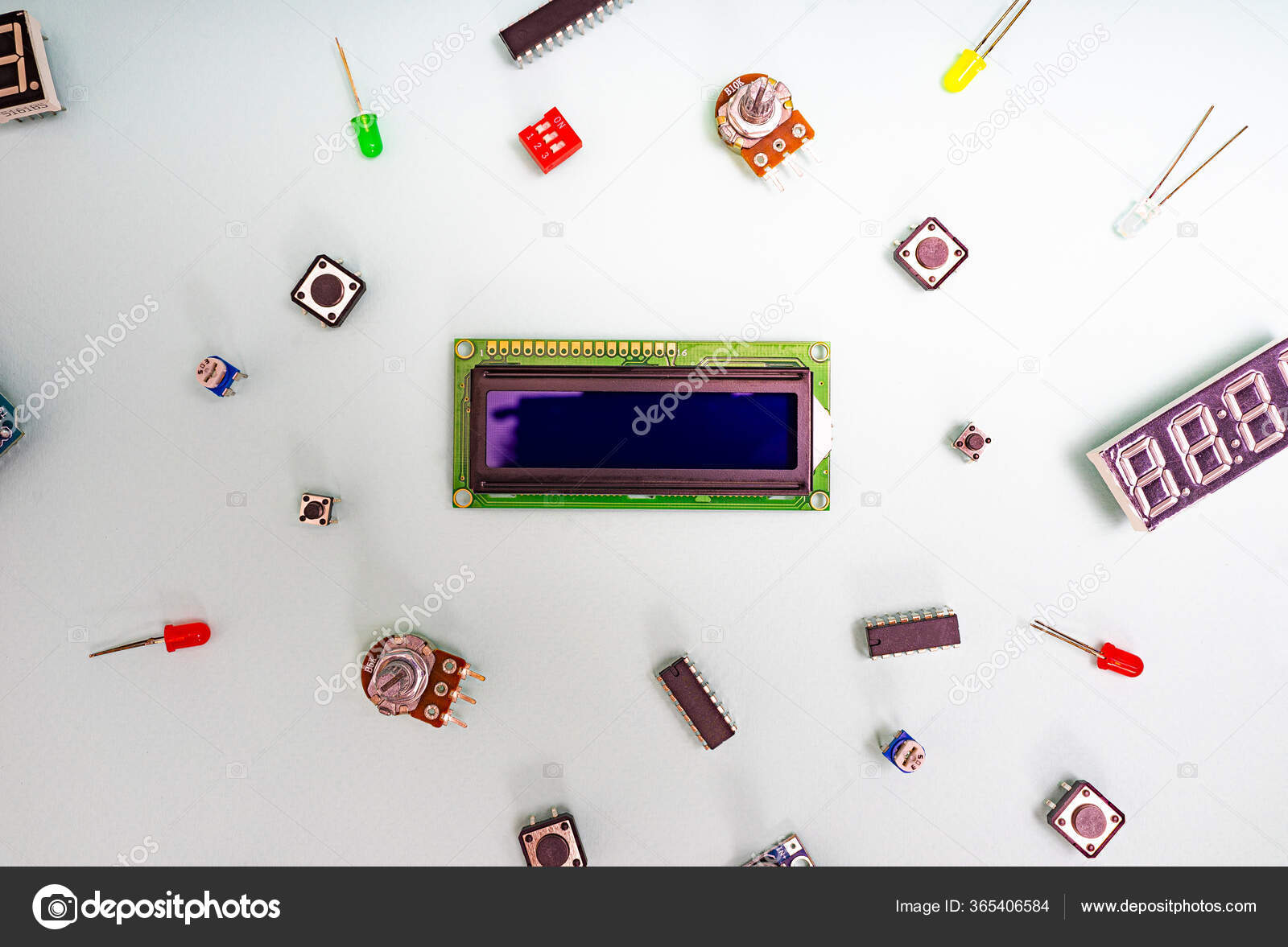 Micro Eleectronics Arduino Diy Components Light Background Top View ...