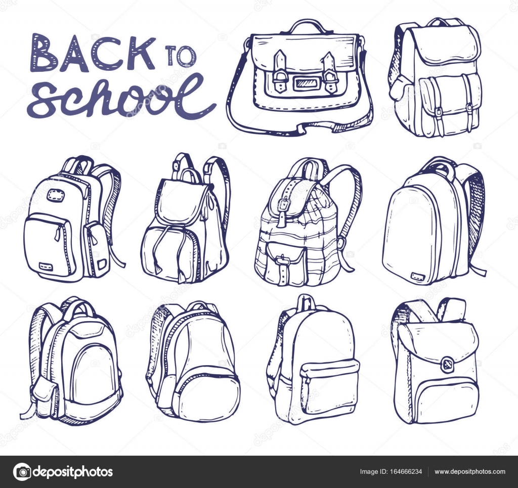 Back to school. Color hand drawn doodle backpack. Stock Vector Image by ...