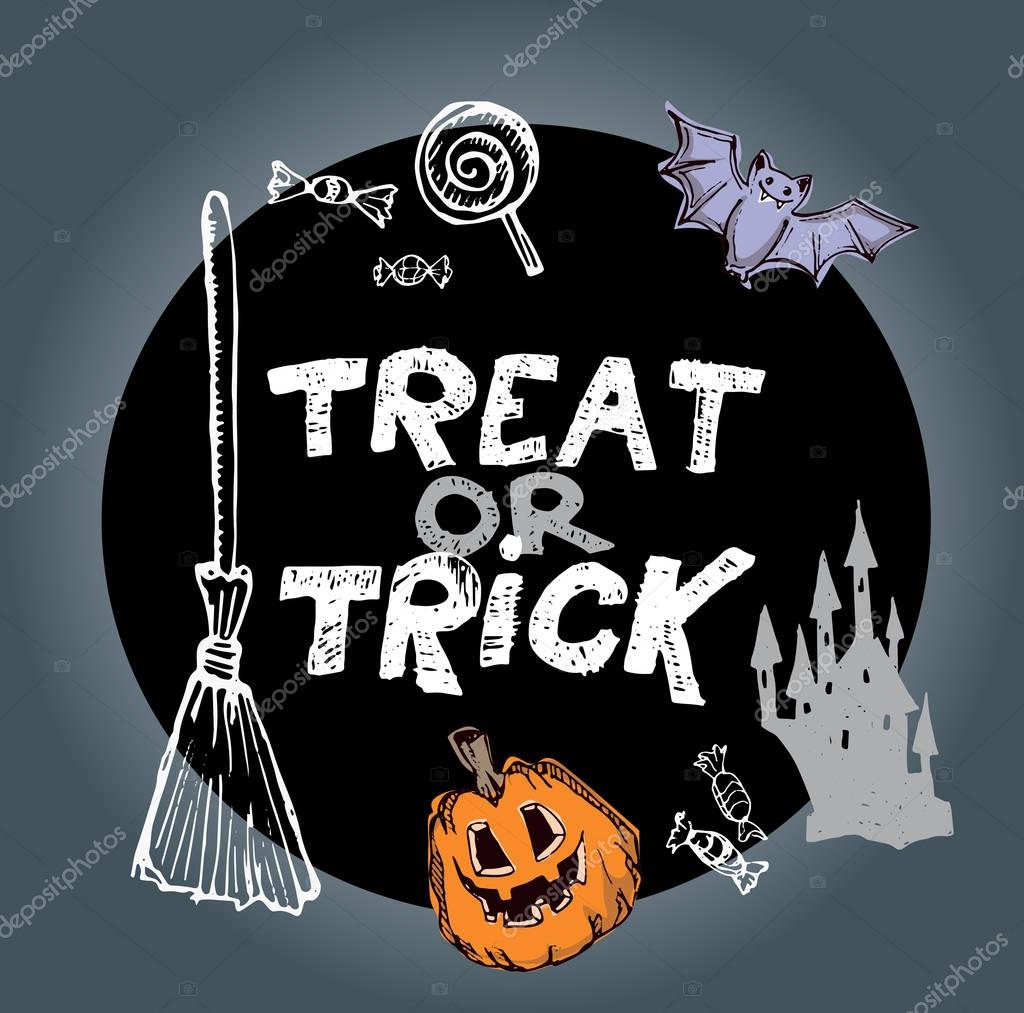 Halloween dibujado a mano personajes y atributos doodle conjunto. Ilustraci n vectorial ...