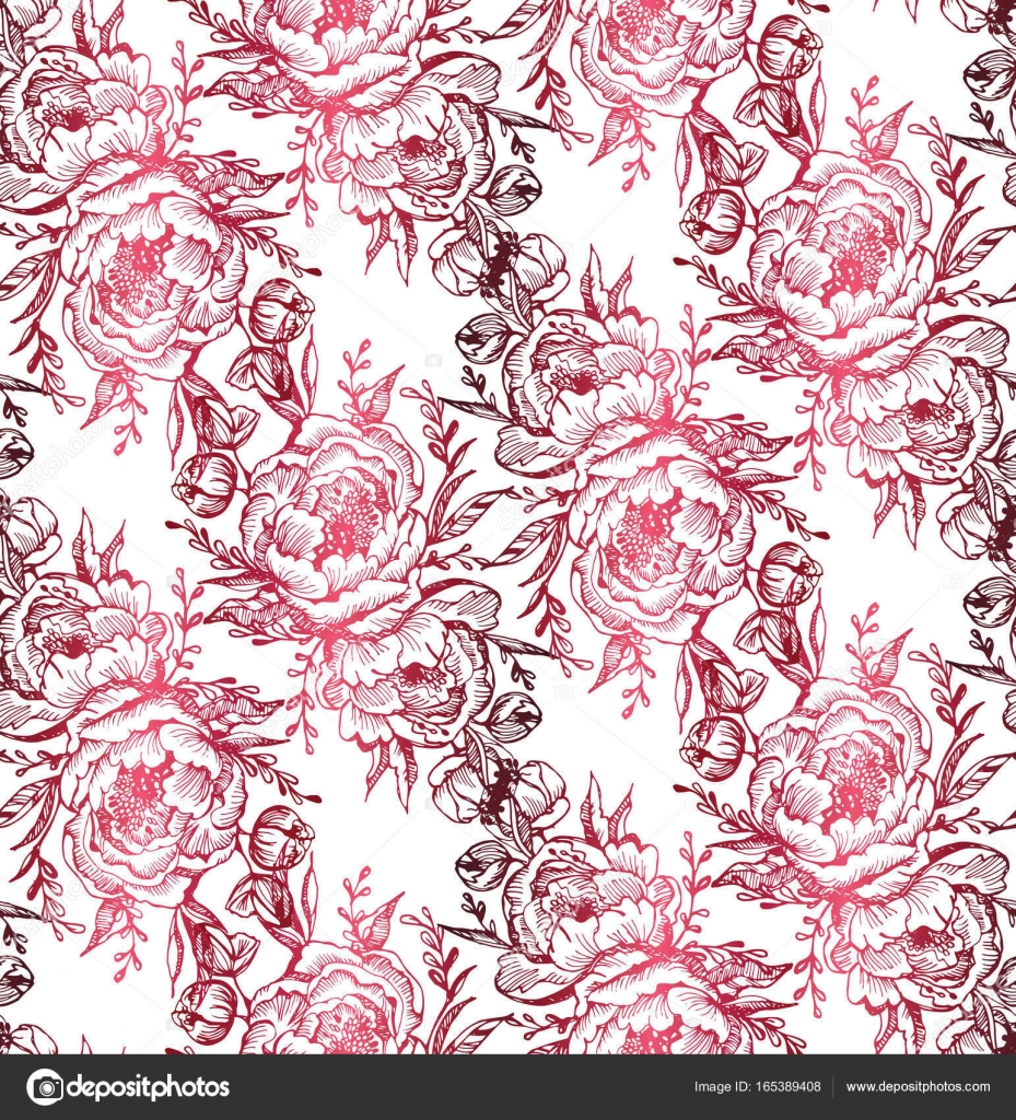 Flower set: highly detailed hand drawn flowers and leaves. Summer ...