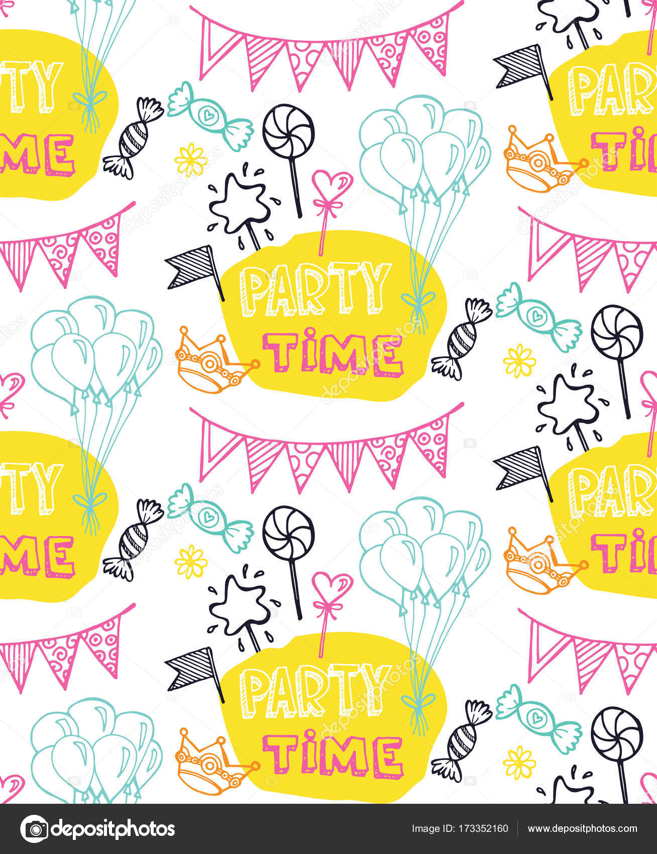 Hand drawn doodle party time set Stock Vector by ©jane55 173352160