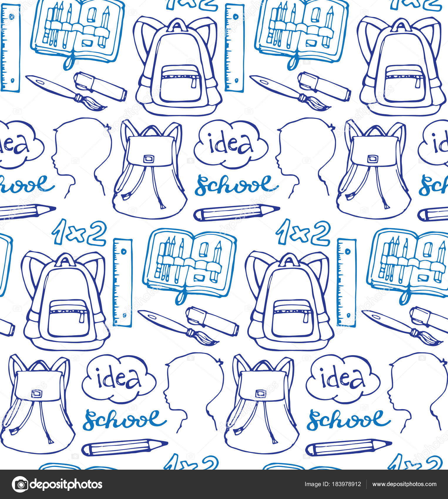 Patrón Escolar Dibujado Mano Vector de stock #183978912 de ©jane55