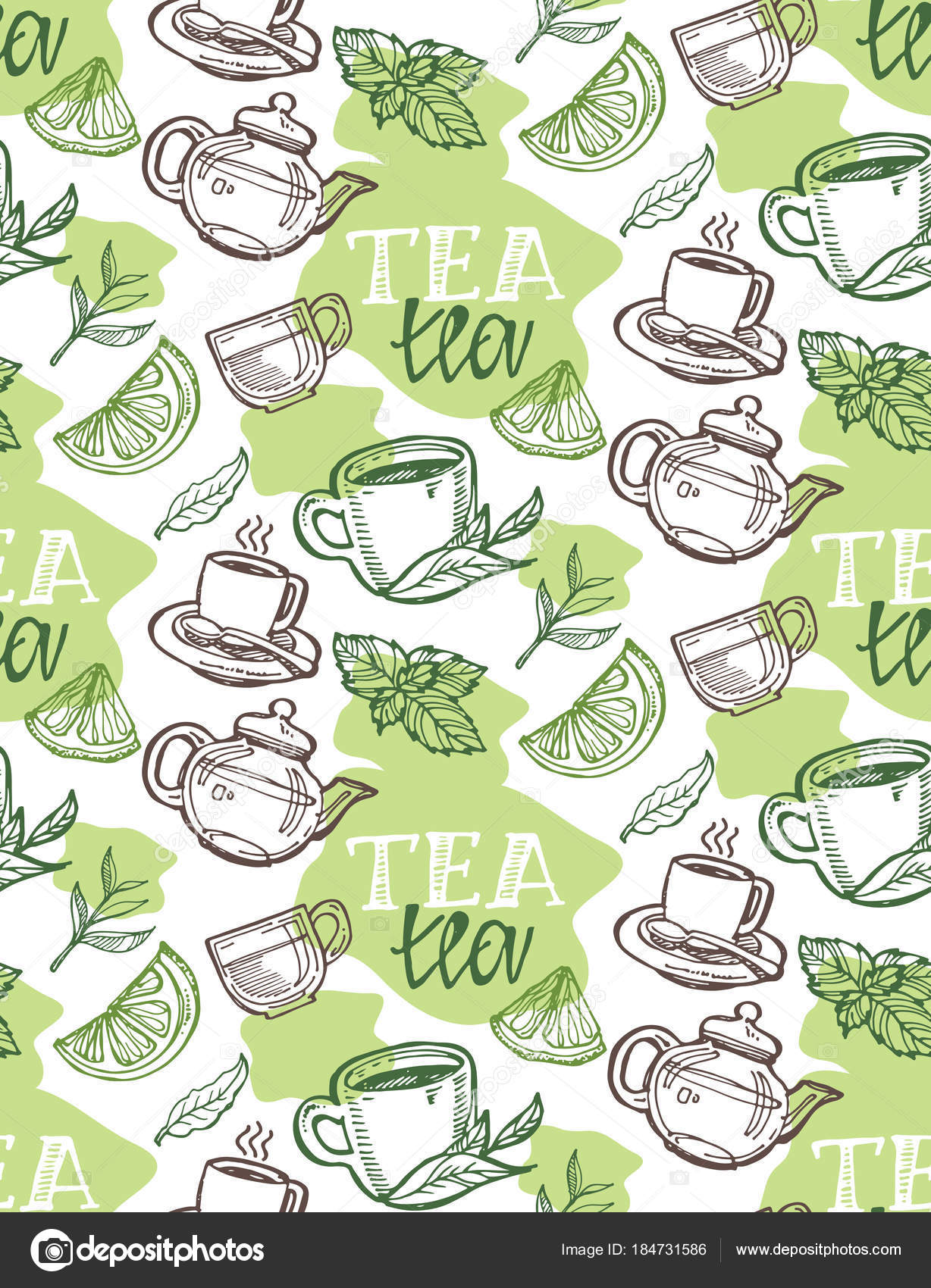 Hand Drawn Doodle Tea Pattern Stock Vector Image by ©jane55 #184731586