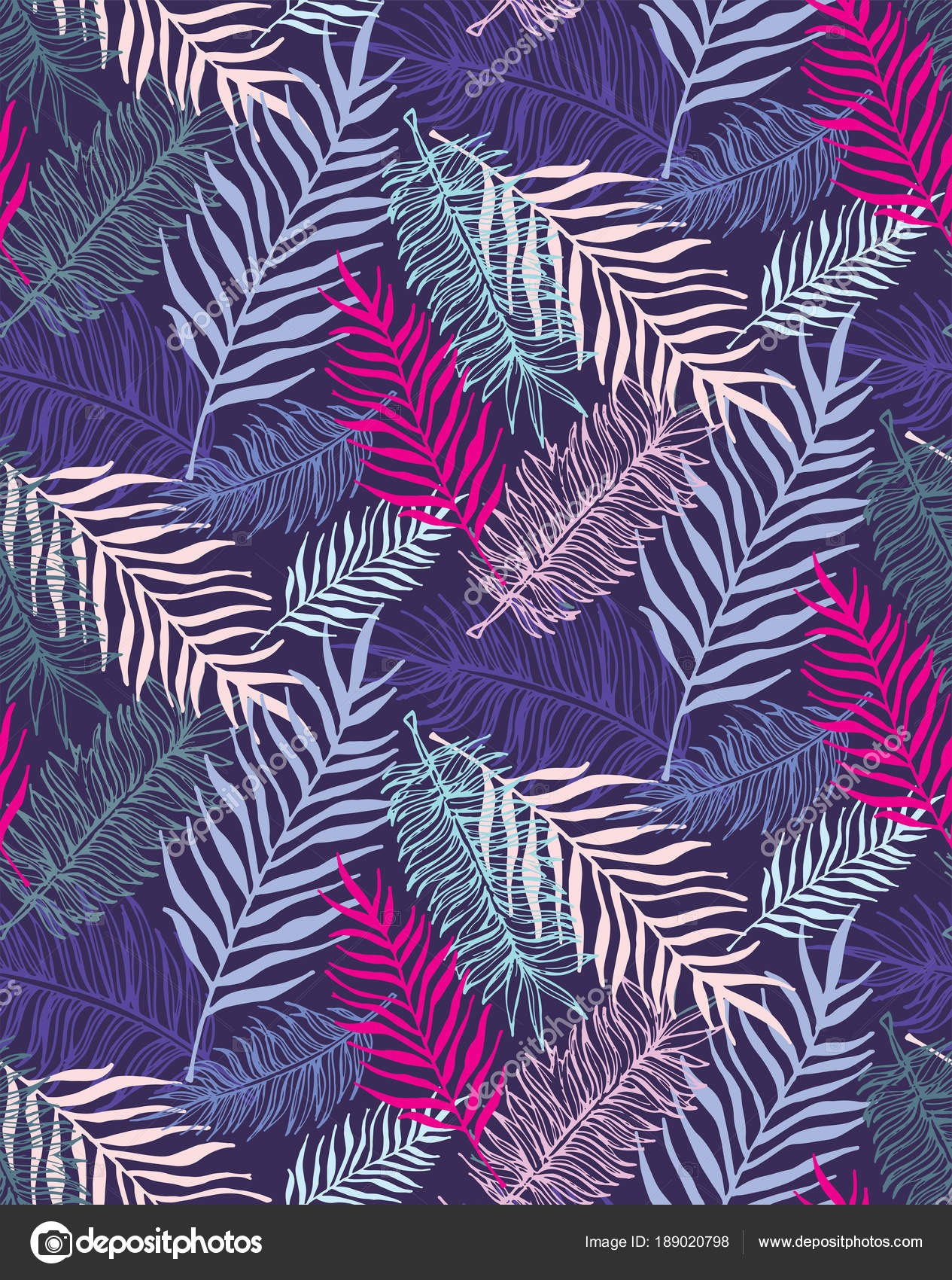 Hand Drawn Doodle Palm Tree Leaves Pattern Stock Vector Image by ...