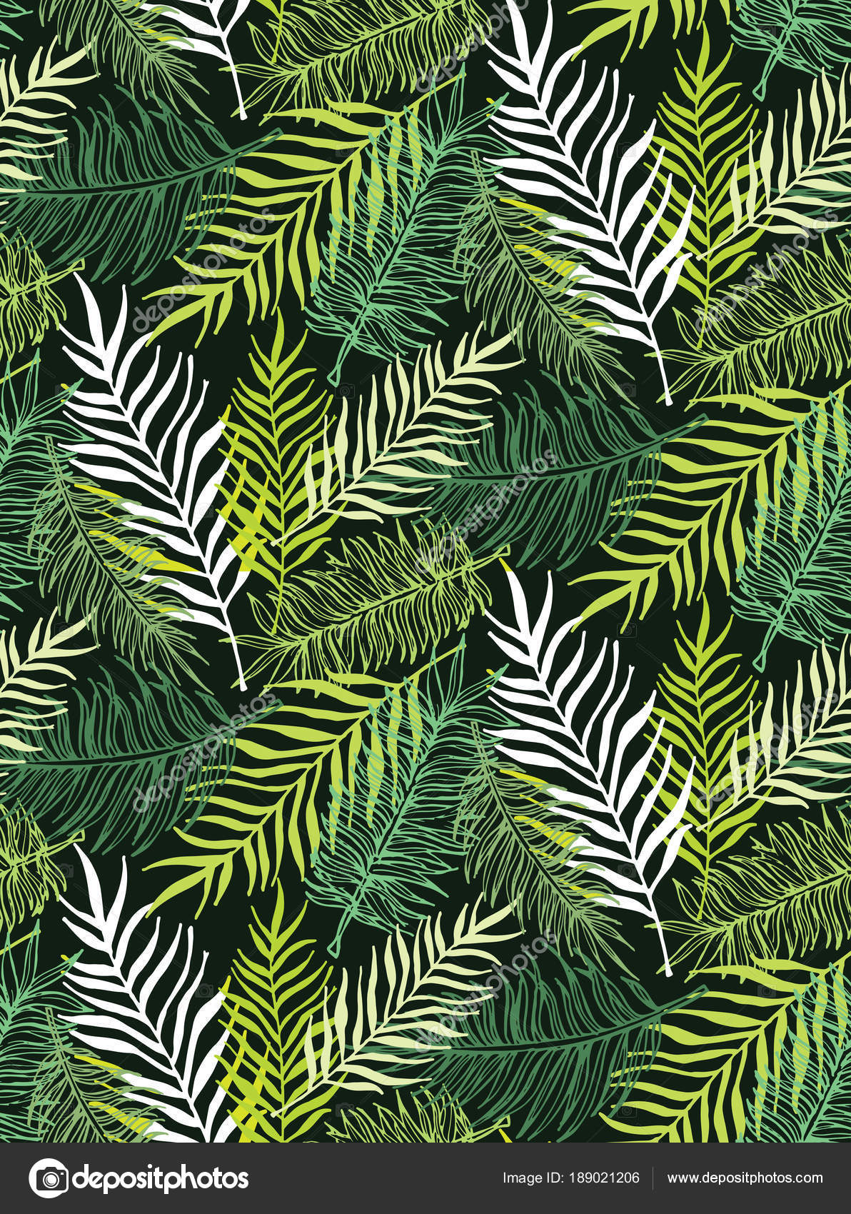 Hand Drawn Doodle Palm Tree Leaves Pattern Stock Vector Image by ...