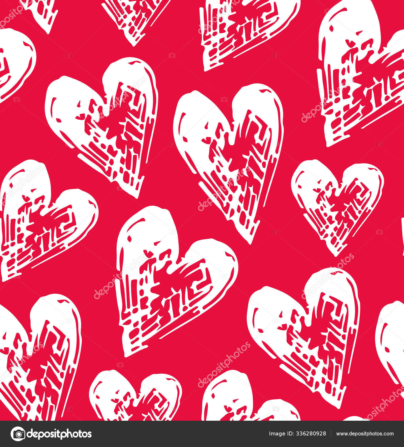 Cute Hand Drawn Doodle Pattern Background Heart Love Pattern Stock ...