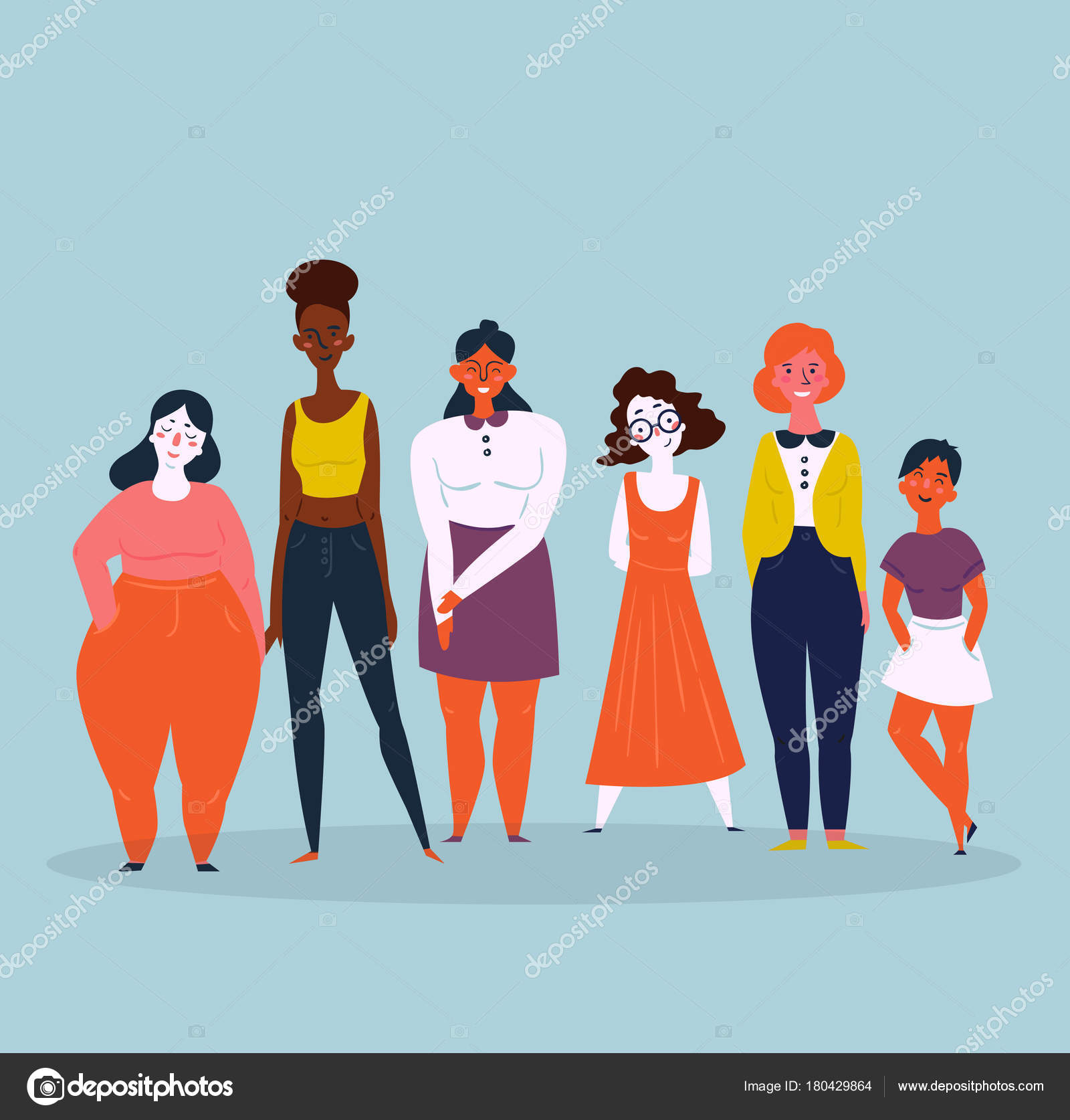 Illustration of a diverse group of women. Feminine Stock Vector Image ...