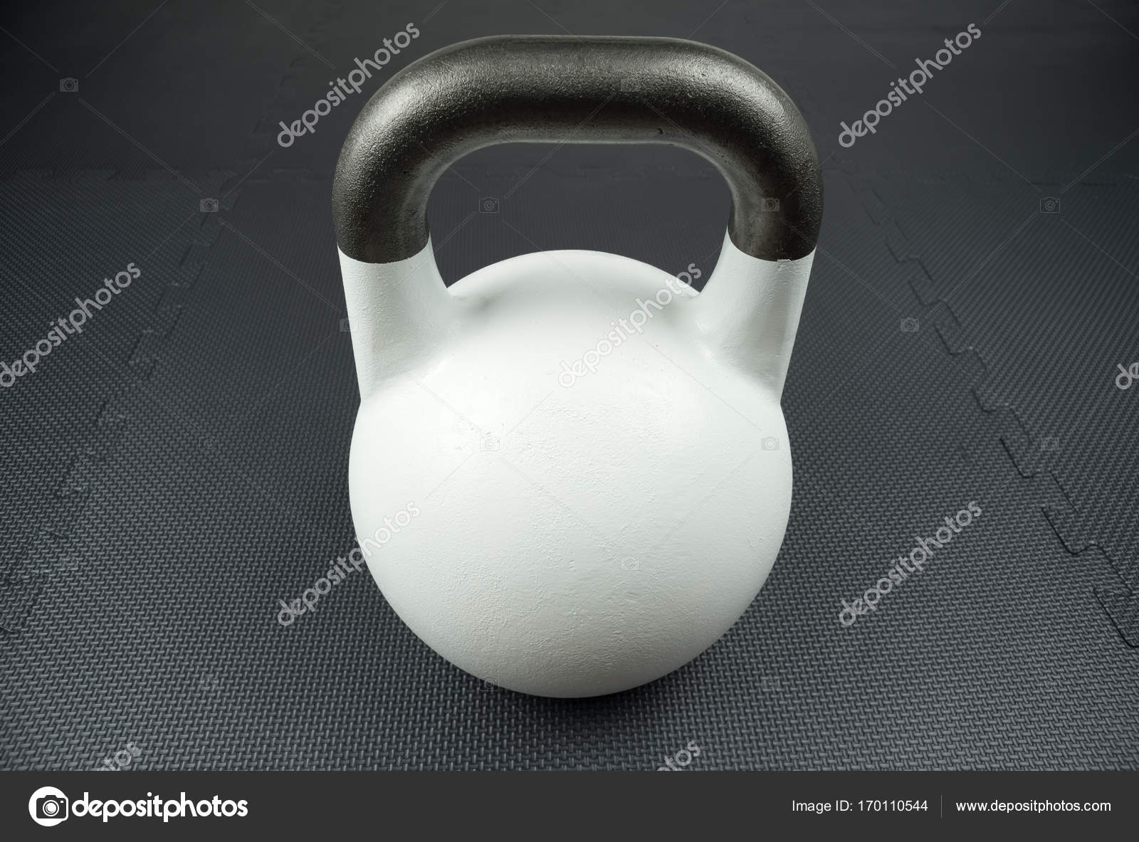 White competition kettlebell on a gym floor Stock Photo by ©RuPhoto ...