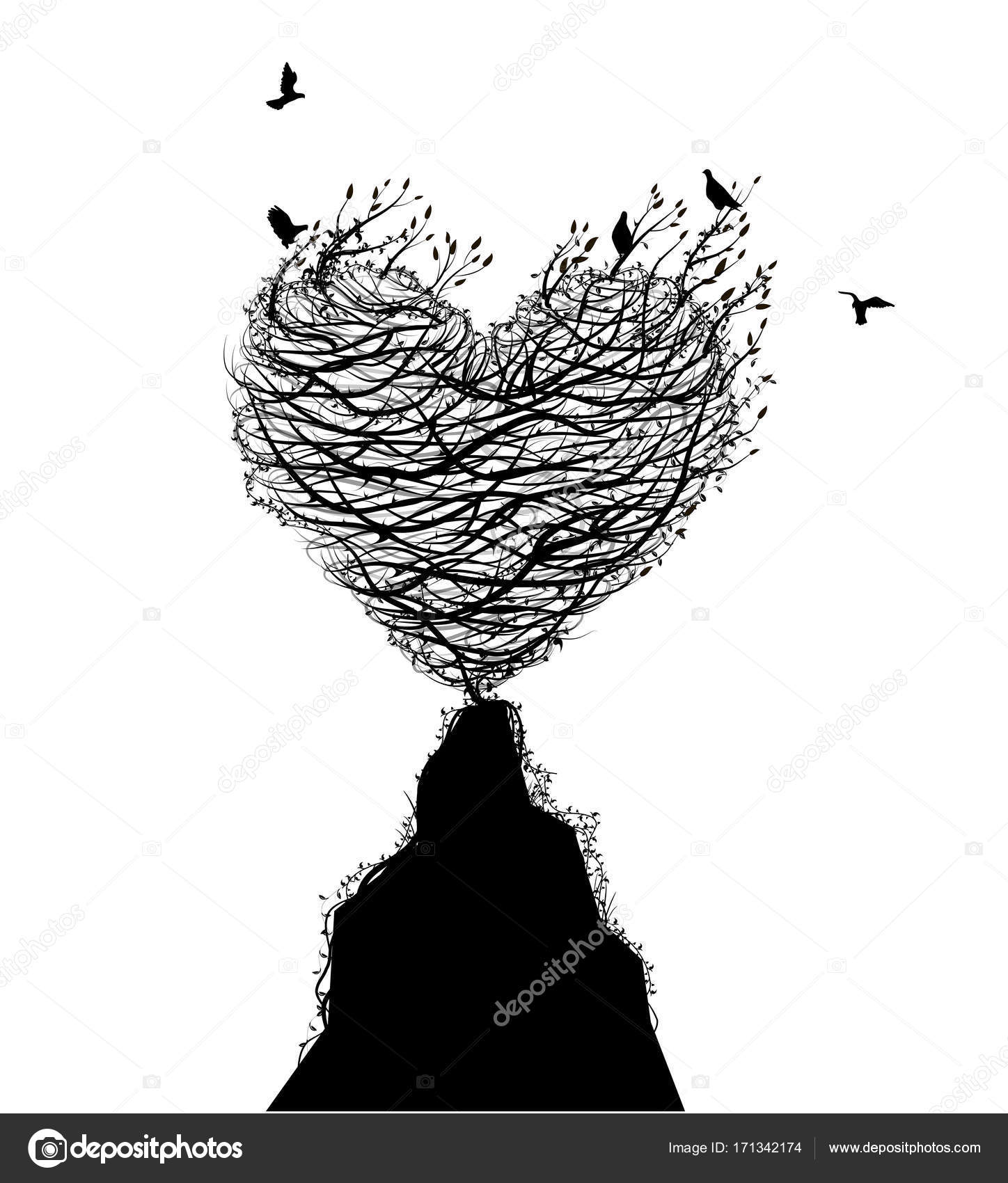 Bush looks like heart Stock Vector by ©fonafona #171342174