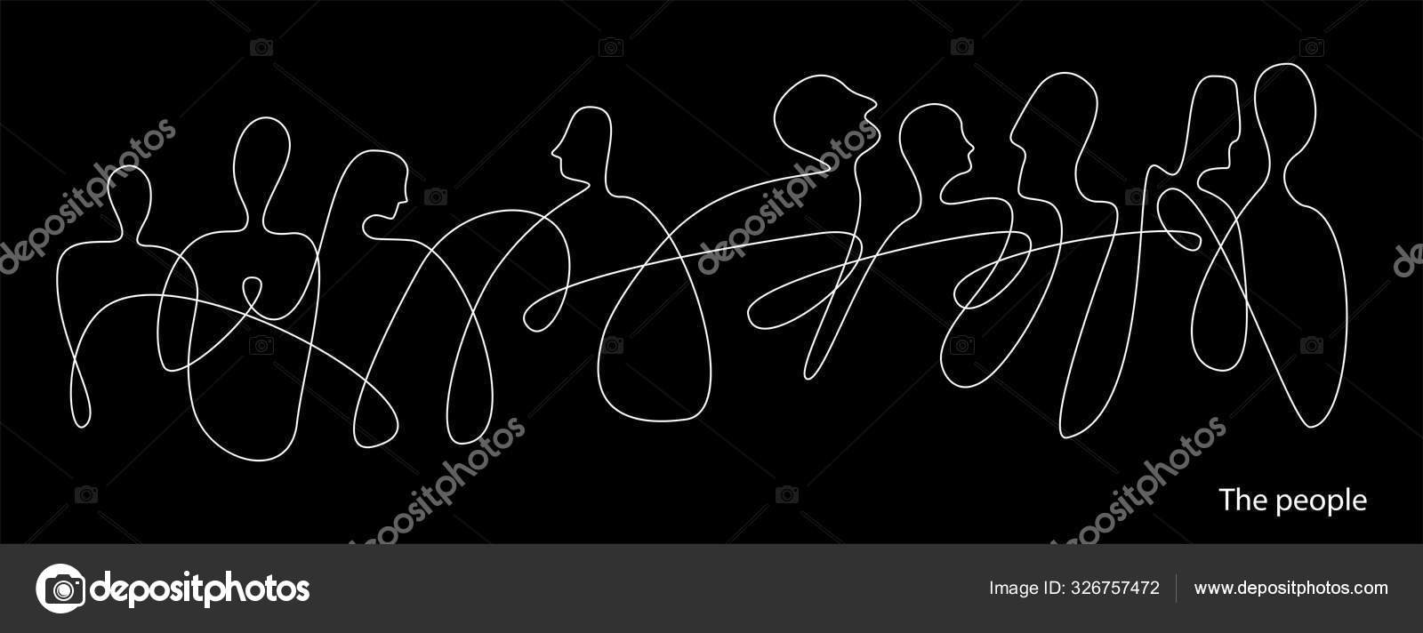 Connect the people concept, crowd of people connected with each other ...