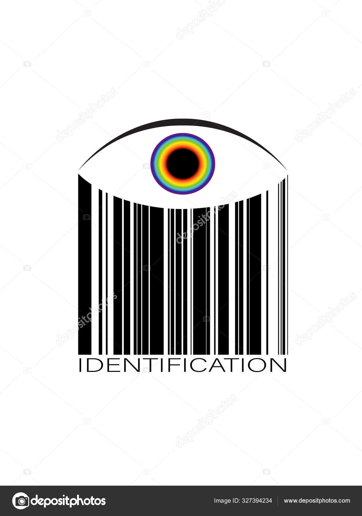 Identification concept, eye in the barcode, idea of the man checking ...