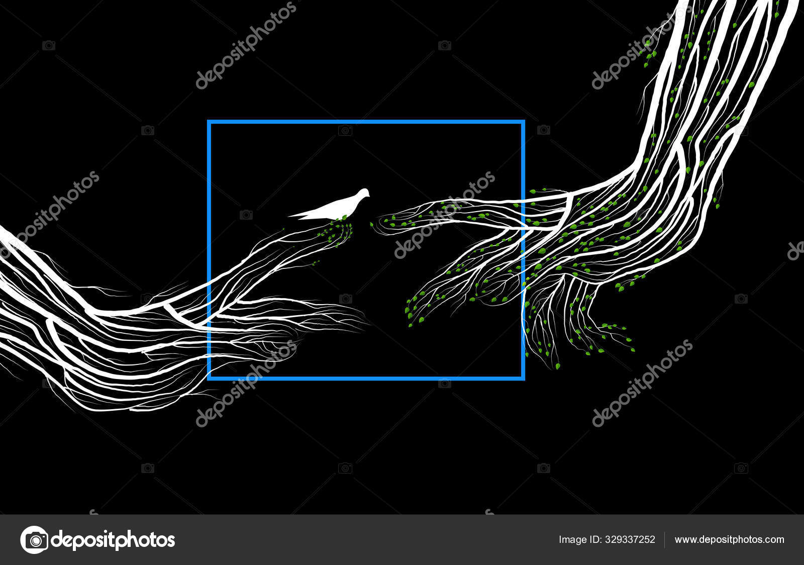 HandHuman hands look like tree branches covering the bird, protect the ...