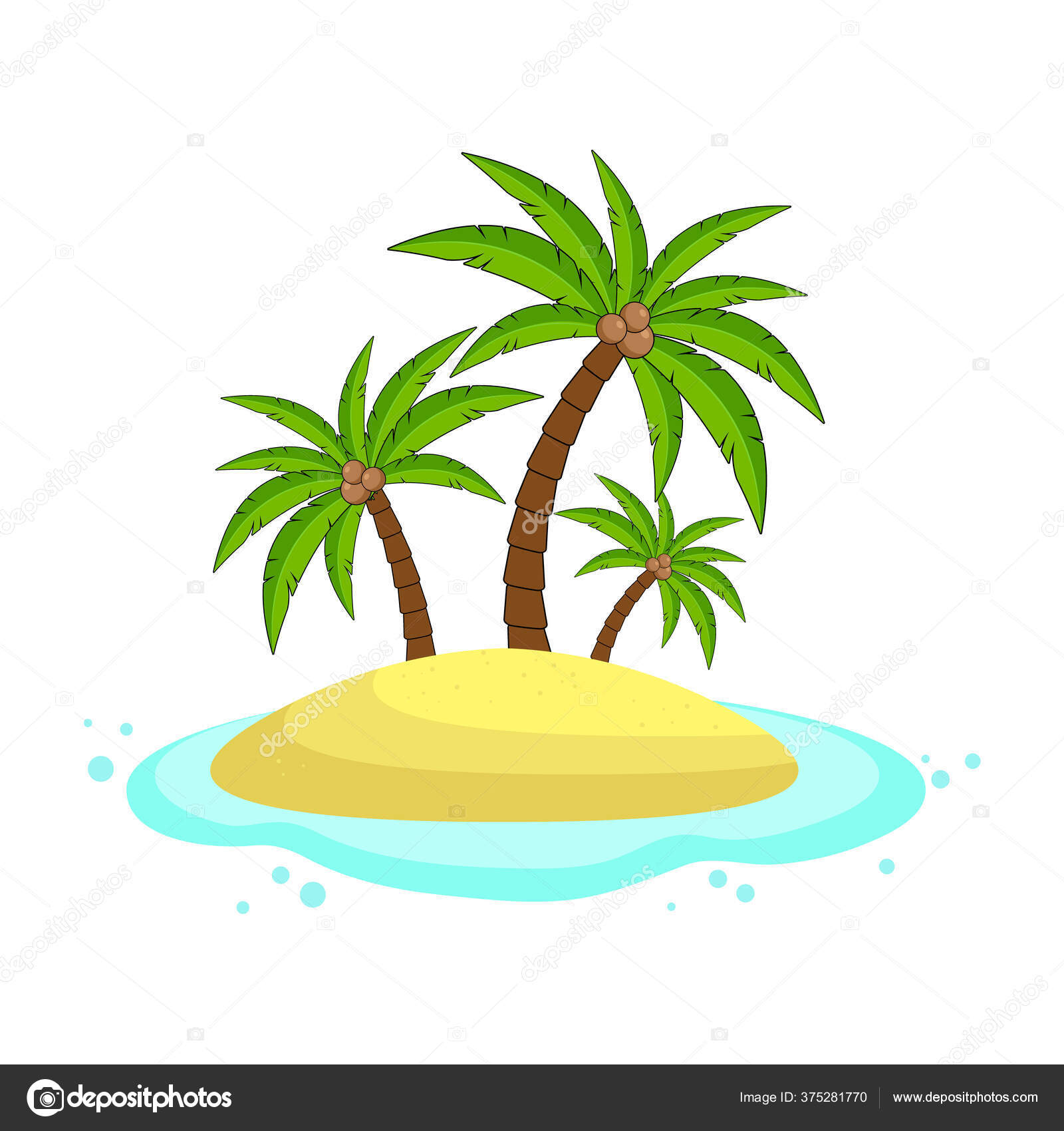 Cartoon Palm Tree Island