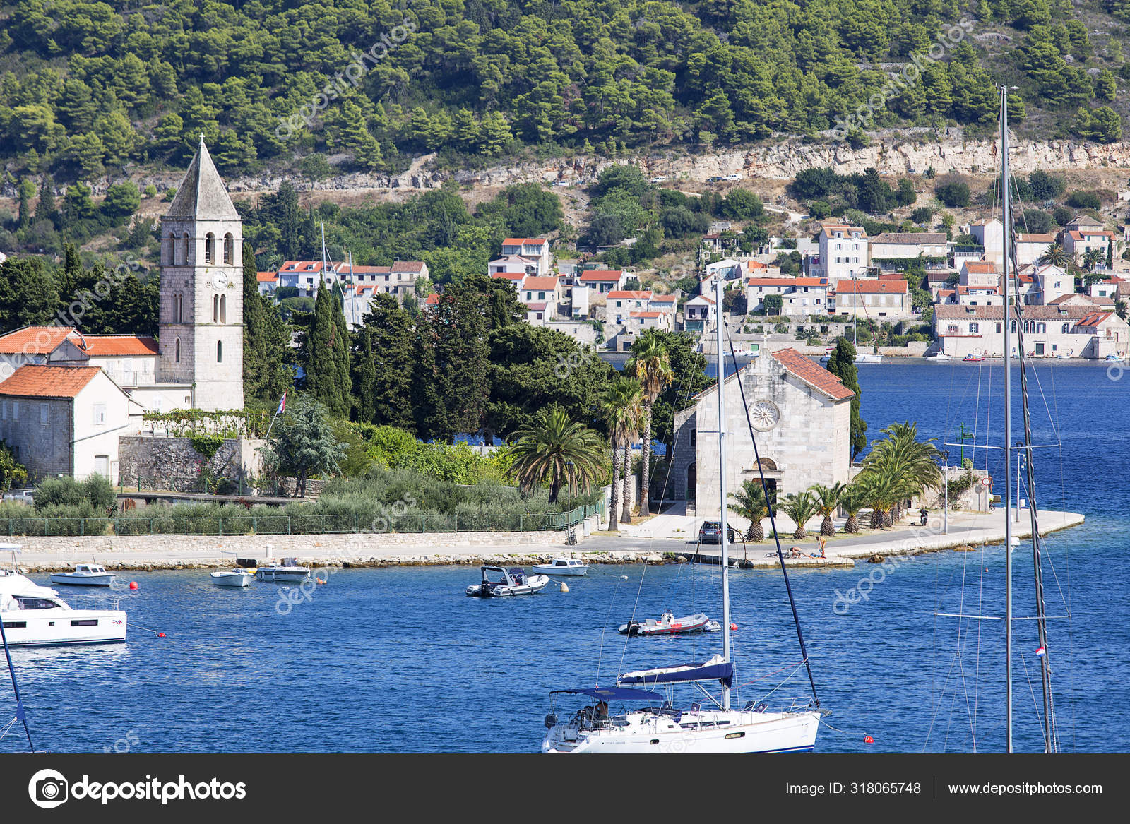 Franciscan monastery on the Prilovo peninsula, Vis Island, Vis city ...