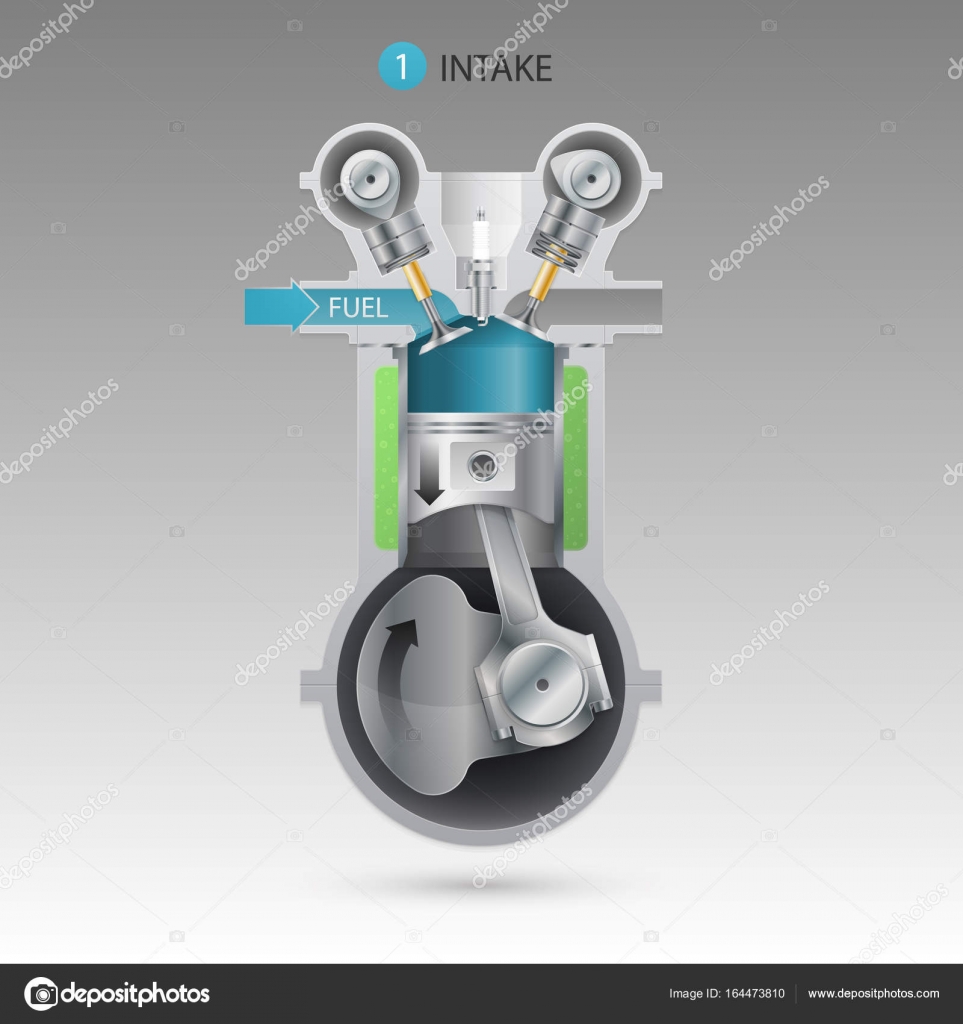 Intake stroke engine. Vector illustration Stock Vector Image by ©Farber ...