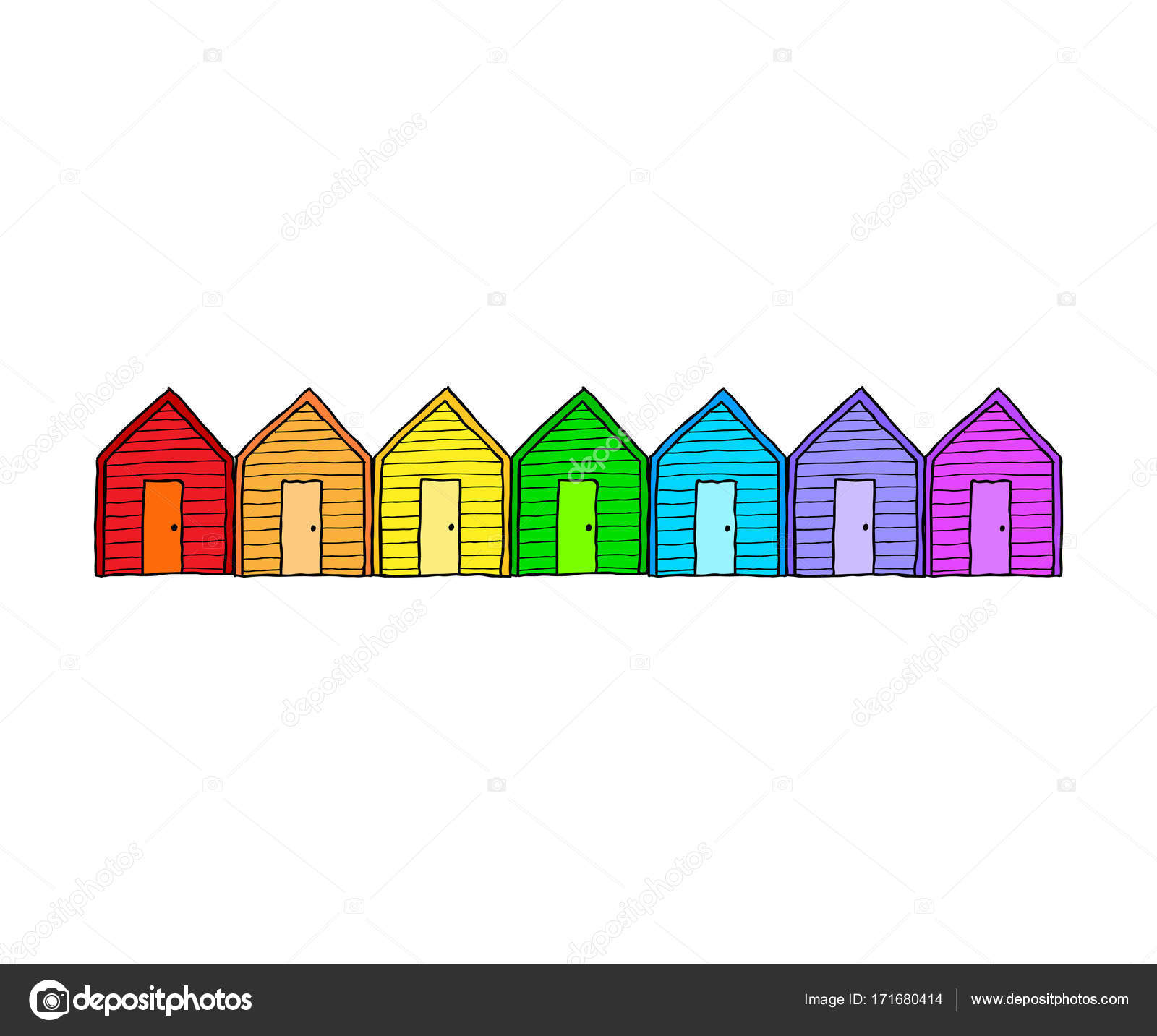 Colorful Beach Hut Line Stock Vector Image by ©eyematrix #171680414