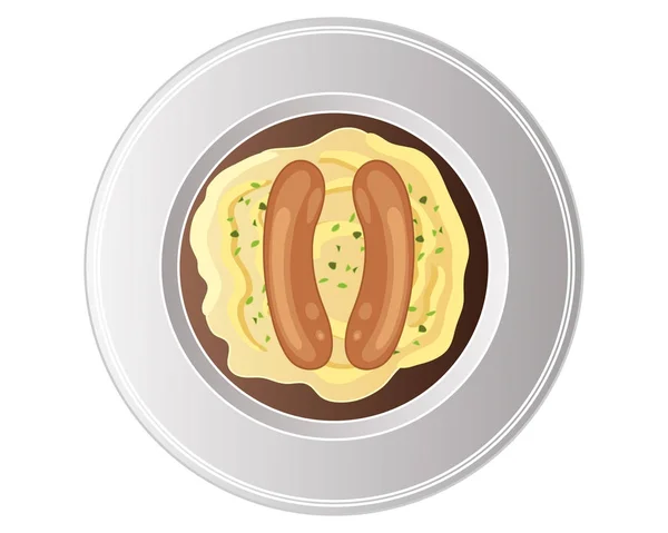Clipart: mashed potatoes | Plate of sausages and mash potatoes — Stock ...