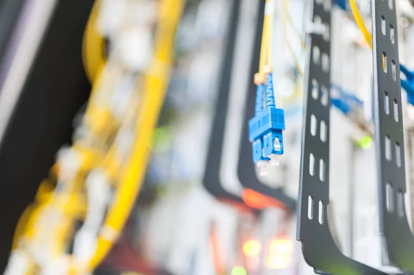 fiber optic with servers in a technology data center - Stock Image ...