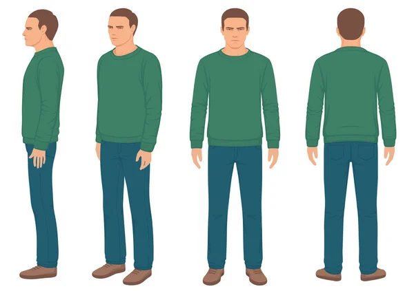 Man isolated, front, back and side view — Stock Vector © eveleen #167839236