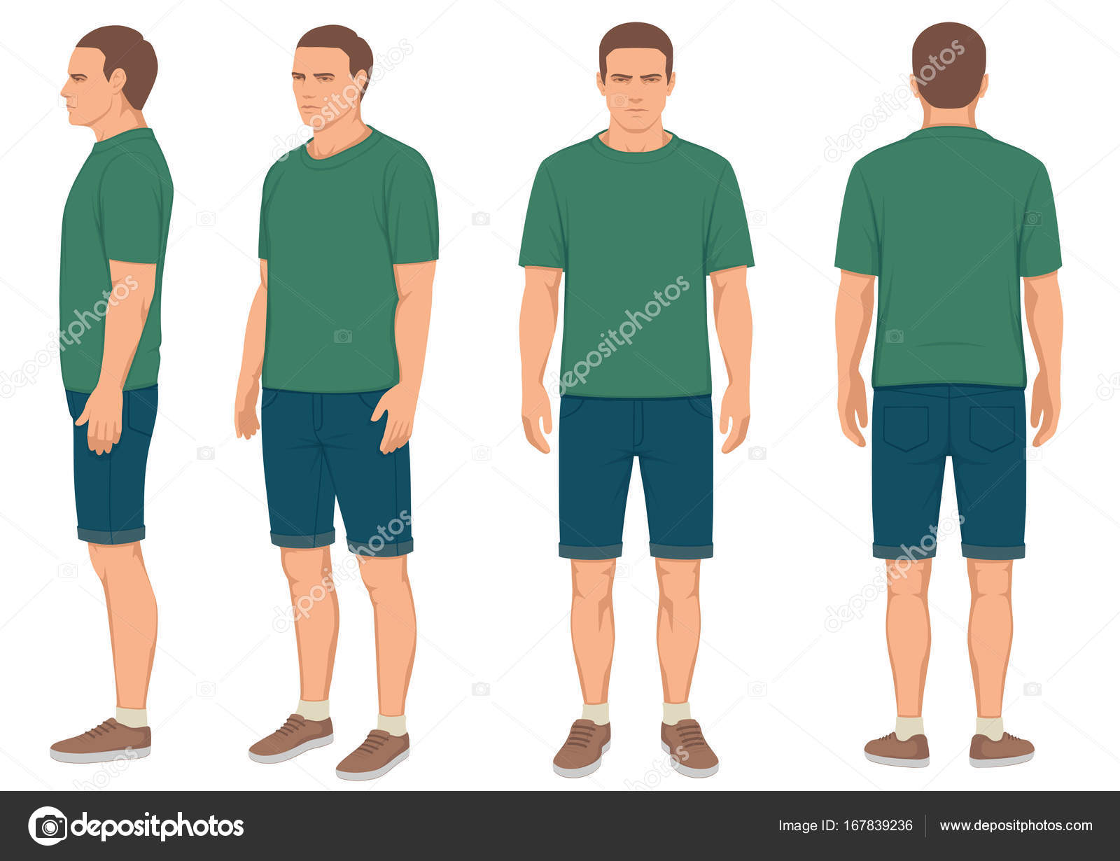 Man isolated, front, back and side view — Stock Vector © eveleen #167839236