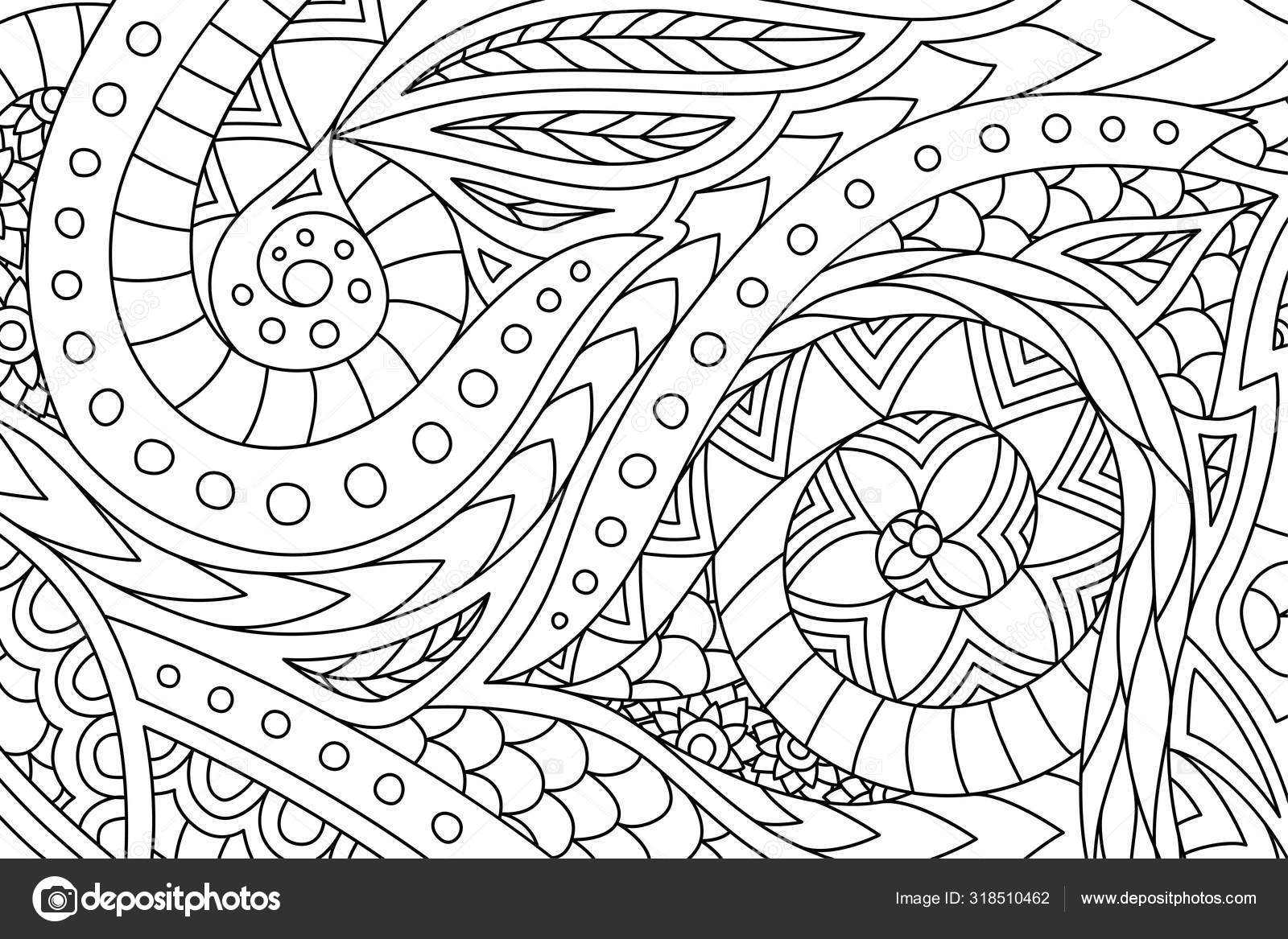 Line art for coloring book with hand drawn pattern Stock Vector by ...